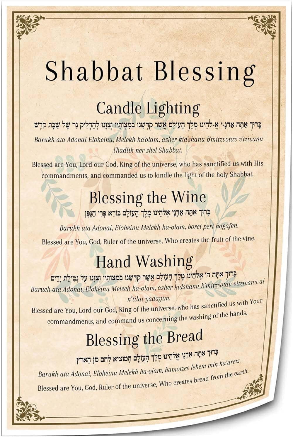 Shabbat Blessing Wall Art Quote Jewish Prayer Posters Art Painting ...