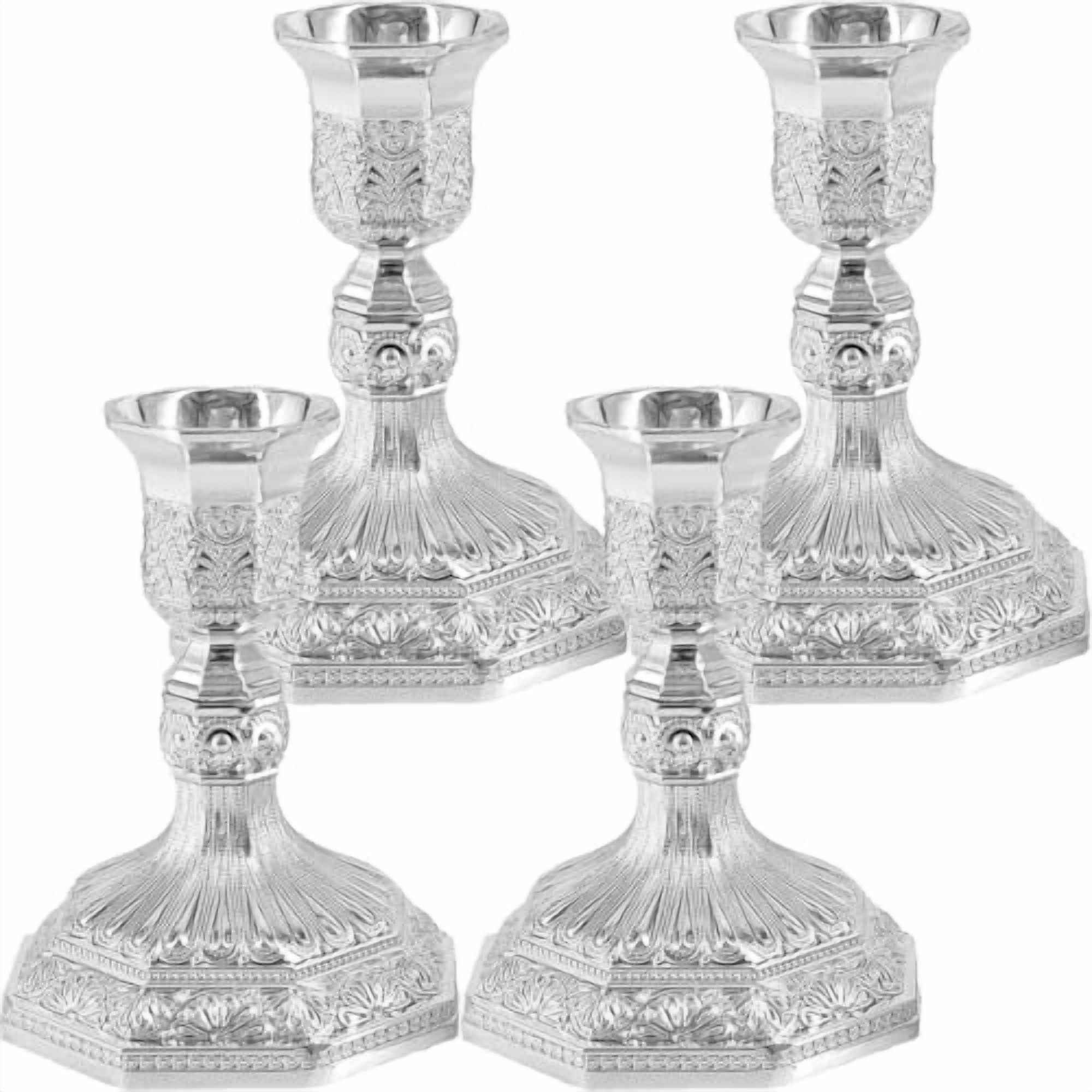 Shabbat Candlesticks Candle Holders Silver Plated, 2 Candlesticks Set ...