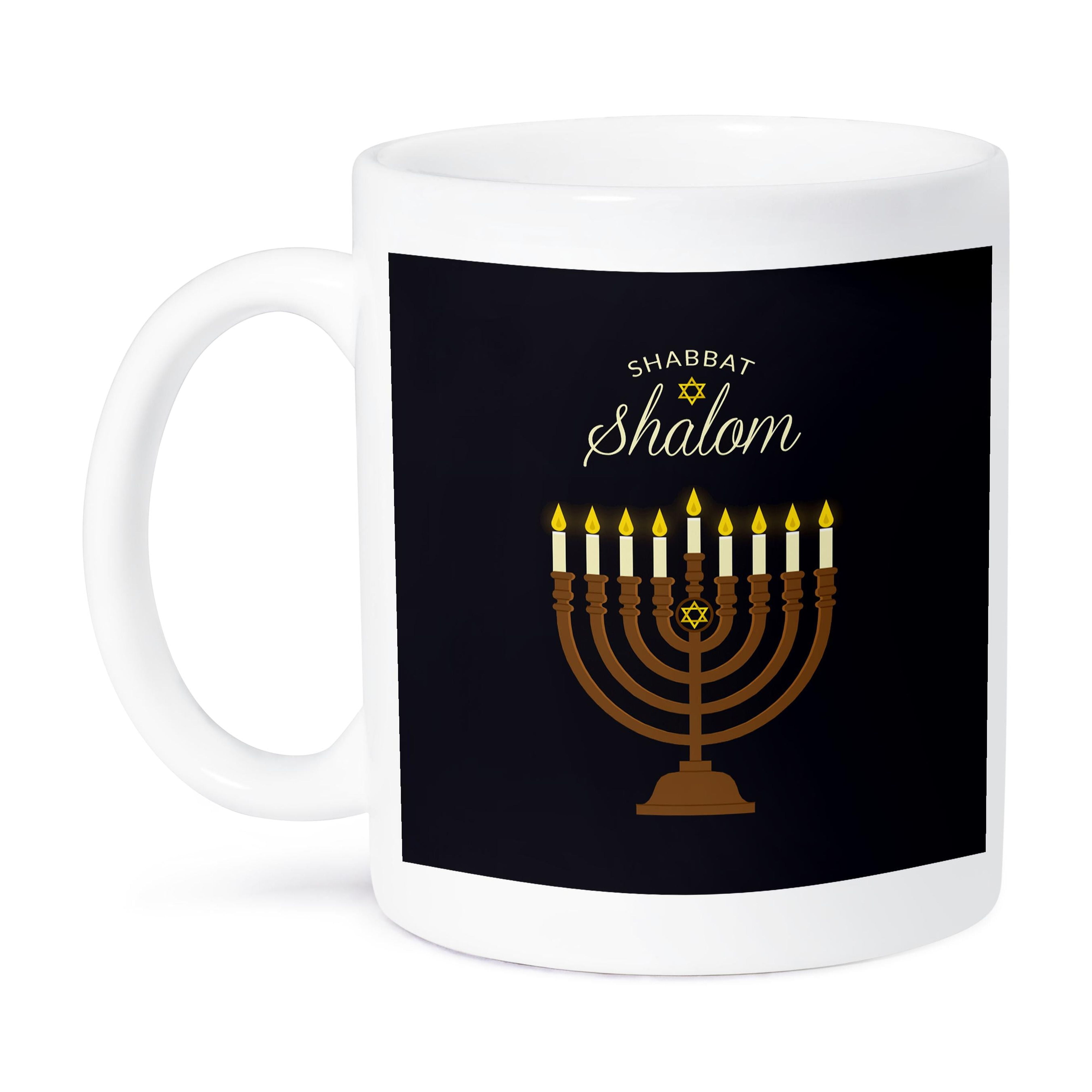 3dRose, Shabbat Shalom Hebrew Israel Religion Candles, 15oz Mug ...