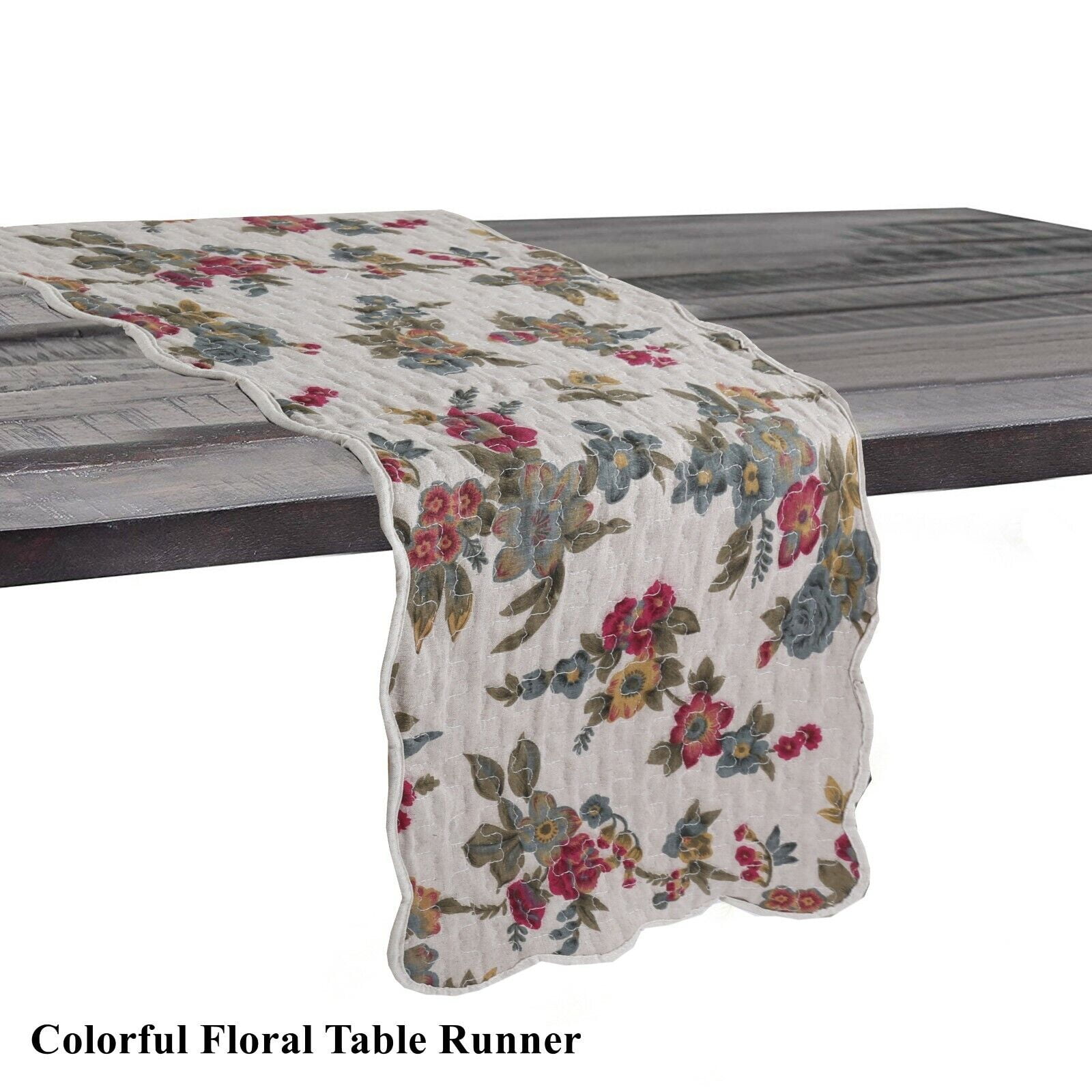 Shabby Chic Country Floral Quilted Cotton Linen Table Runner or ...