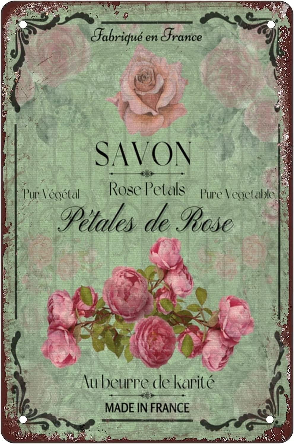 Shabby Chic Pink Roses Bathroom Sign Vintage Bathroom Wall Art Decor ...