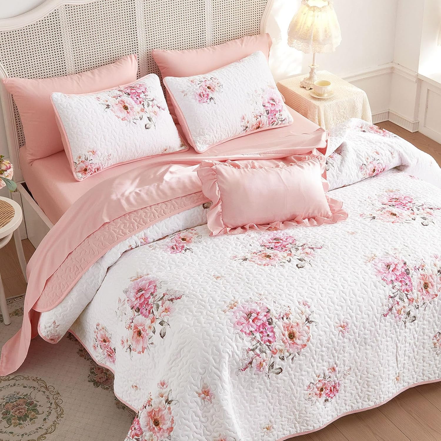Shabby Chic Quilt Set, Floral Coquette Cottagecore Farmhouse Vintage ...