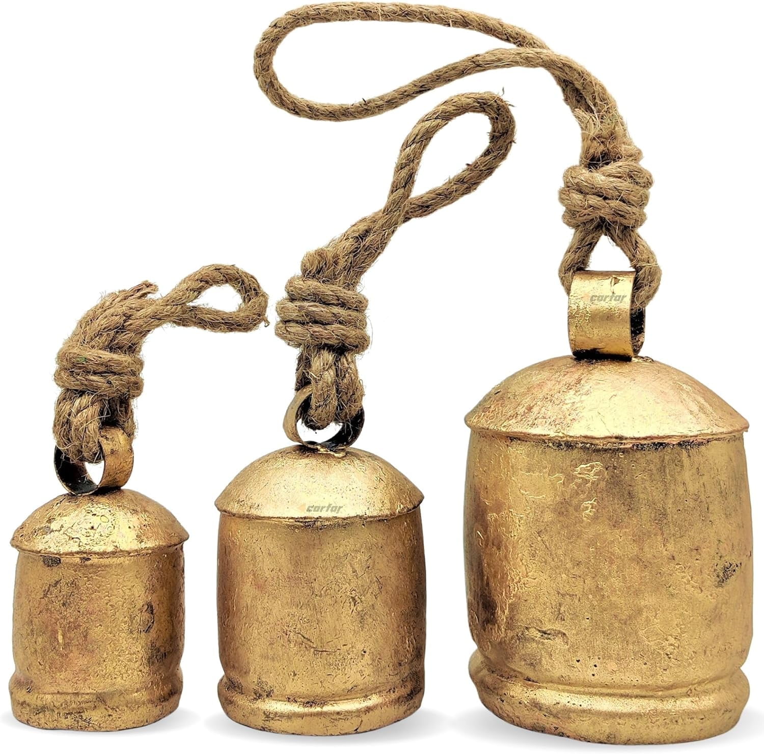Shabby Chic Set of 3 Country Rustic Style Bells Handmade Metal Harmony ...