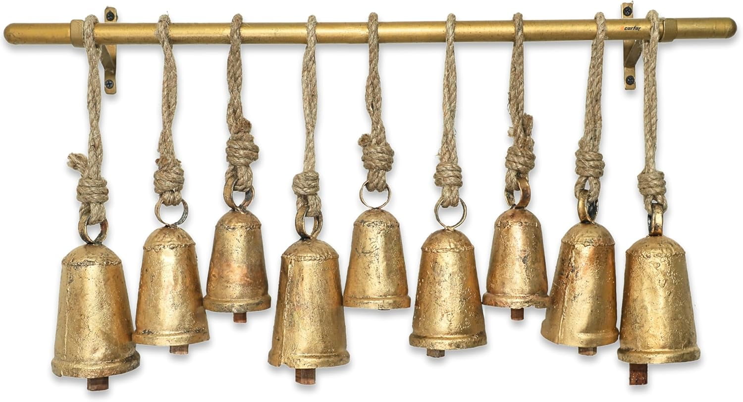 Shabby Chic Set of 9 Country Rustic Style Cone Bells Handmade Metal ...