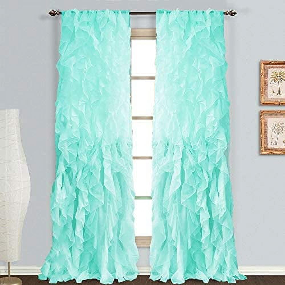 Shabby Chic Sheer Rod Pocket Cascade Waterfall Curtain Panel, (1 Pair ...