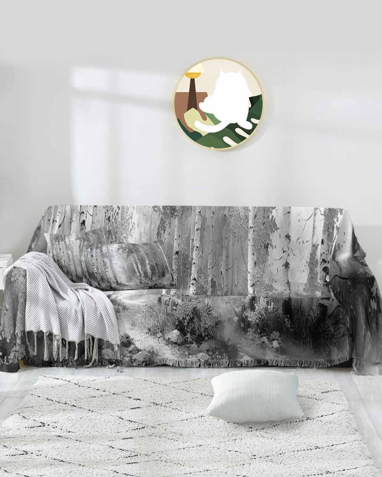 Shabby Chic Tree Sofa Covers for 3 Cushion Couch,Washable Sectional & L ...