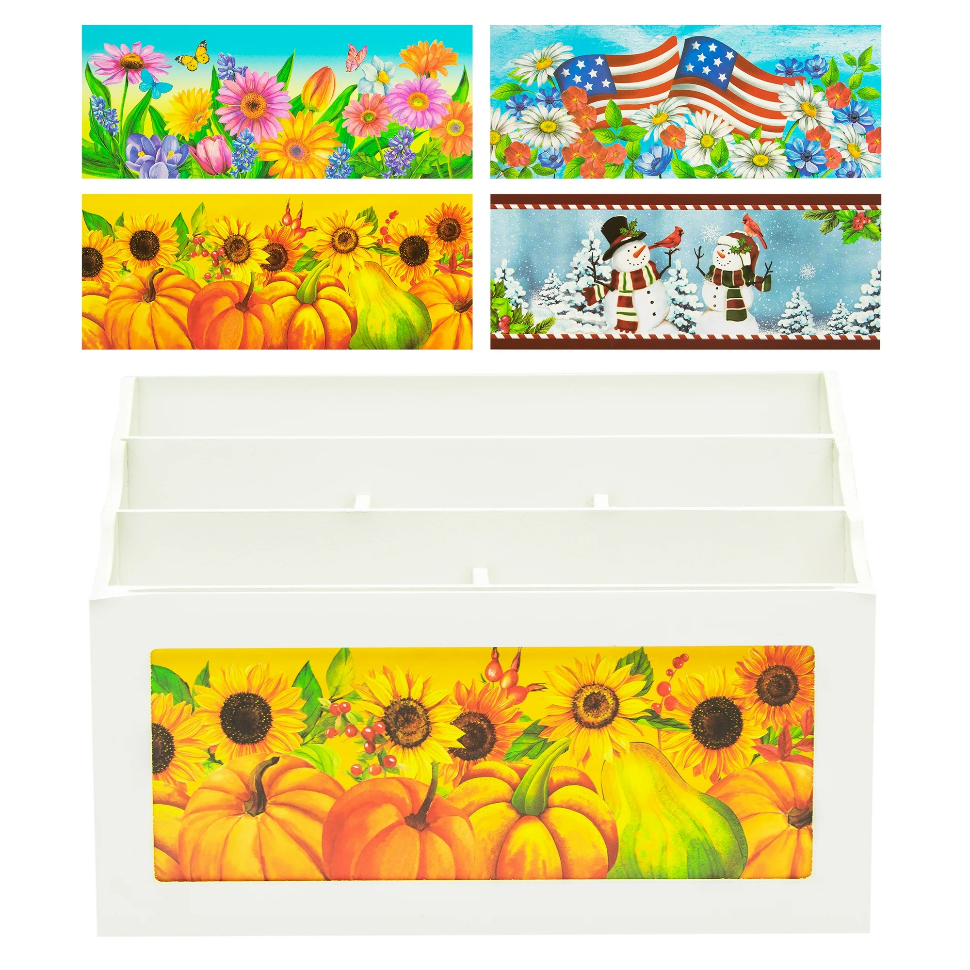 Shabby Chic Wooden Desk Organizer in White with 4 Decorative Seasonal ...