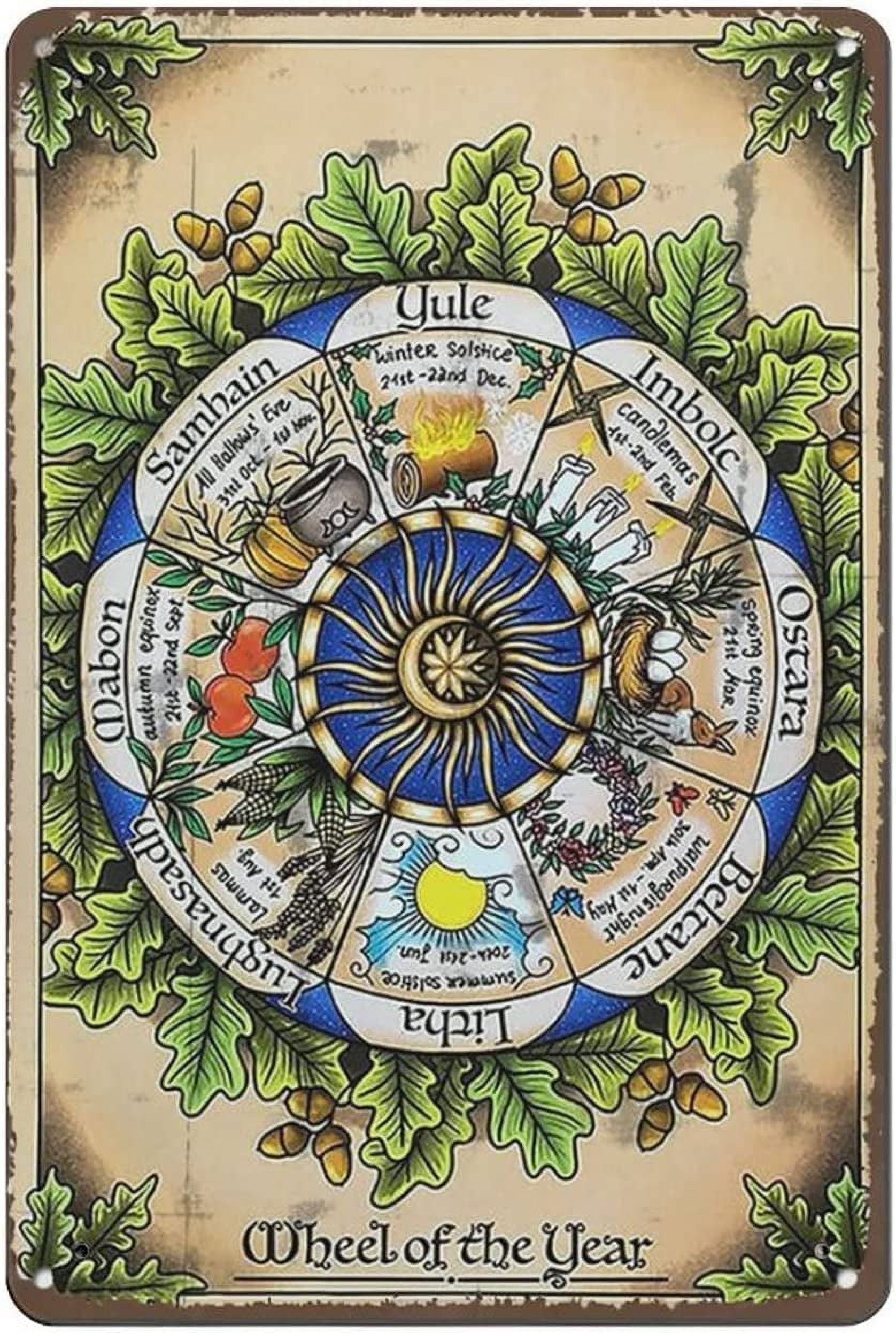 Shabby Durable Thick ES,Wheel of The Year Wiccan Witches Decor,Mothers ...