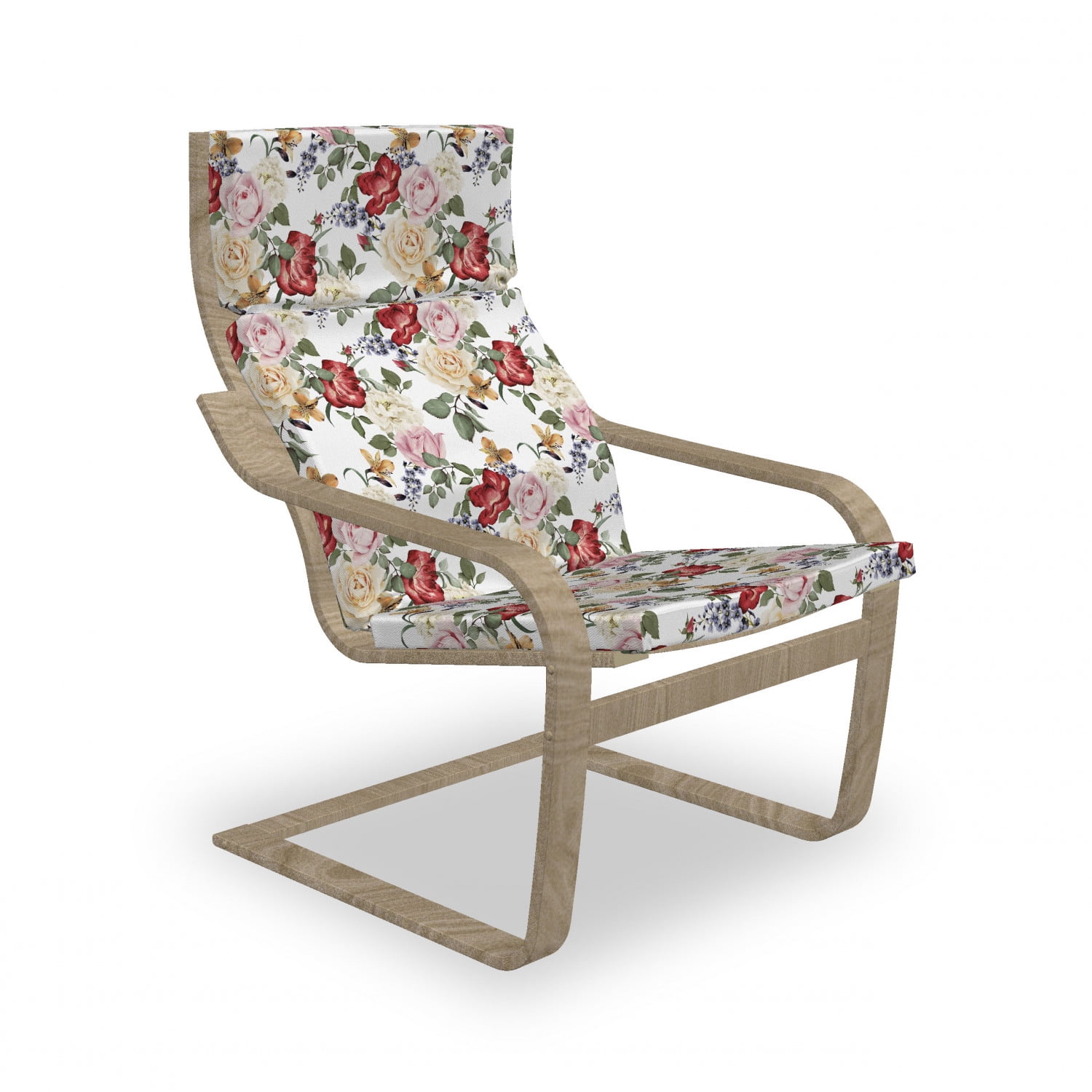 Shabby Flora Armchair Pad and Slipcover, Summer Spring Season Buds ...