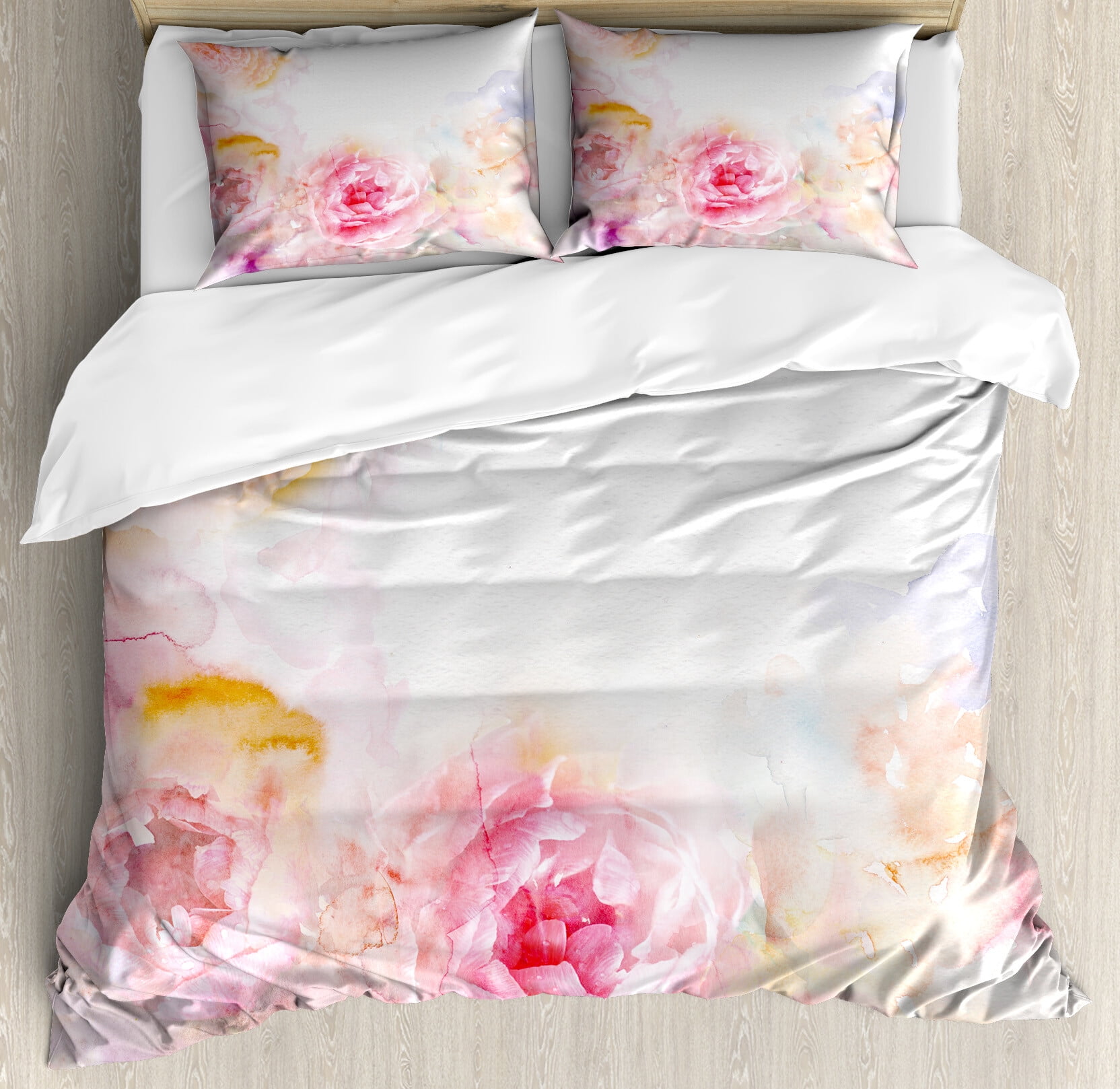 Shabby Flora Duvet Cover Set, Nature Garden Romantic Victorian Flowers ...