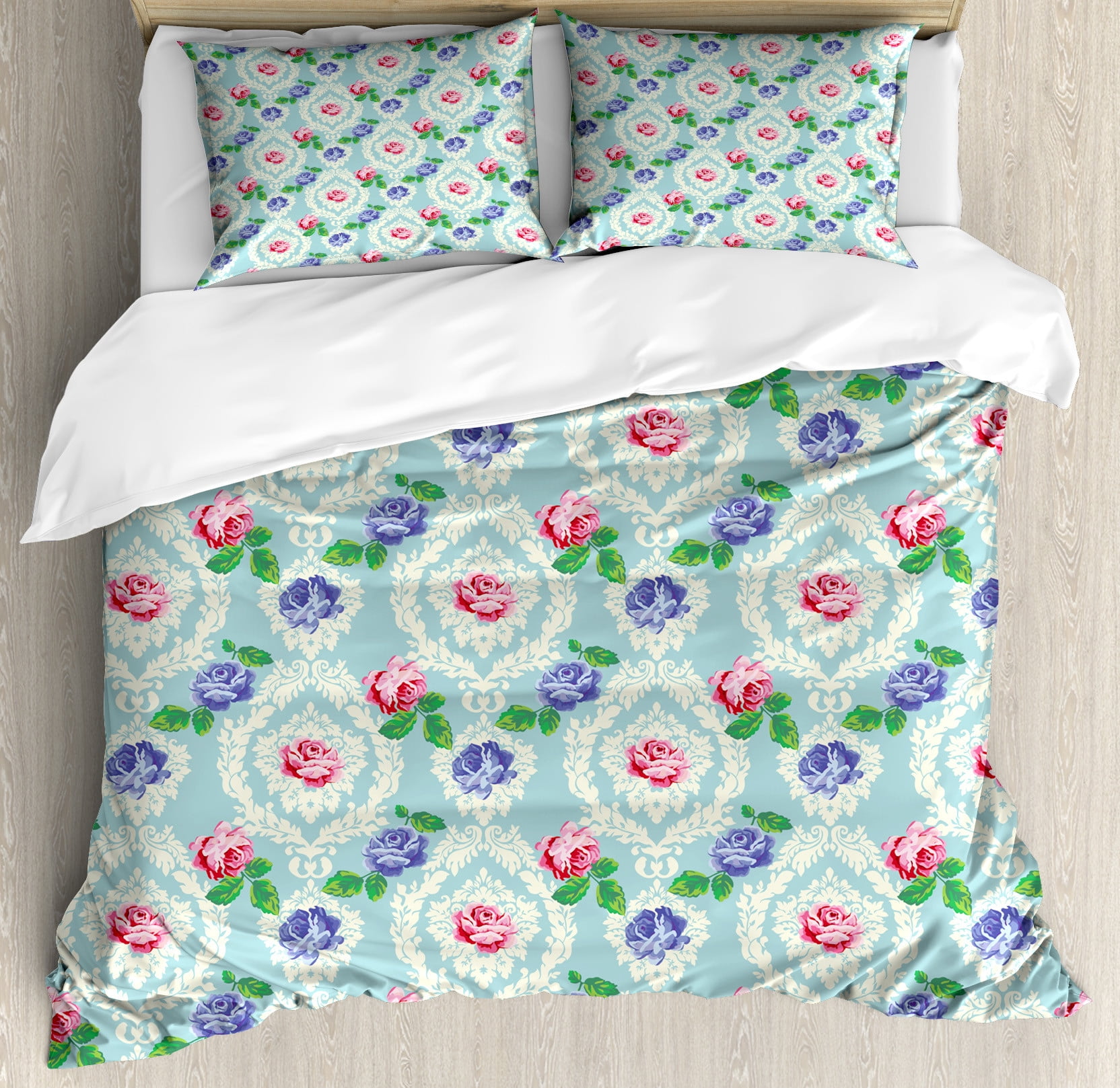 Shabby Flora Duvet Cover Sets, Baroque Inspired Colorful Roses on ...