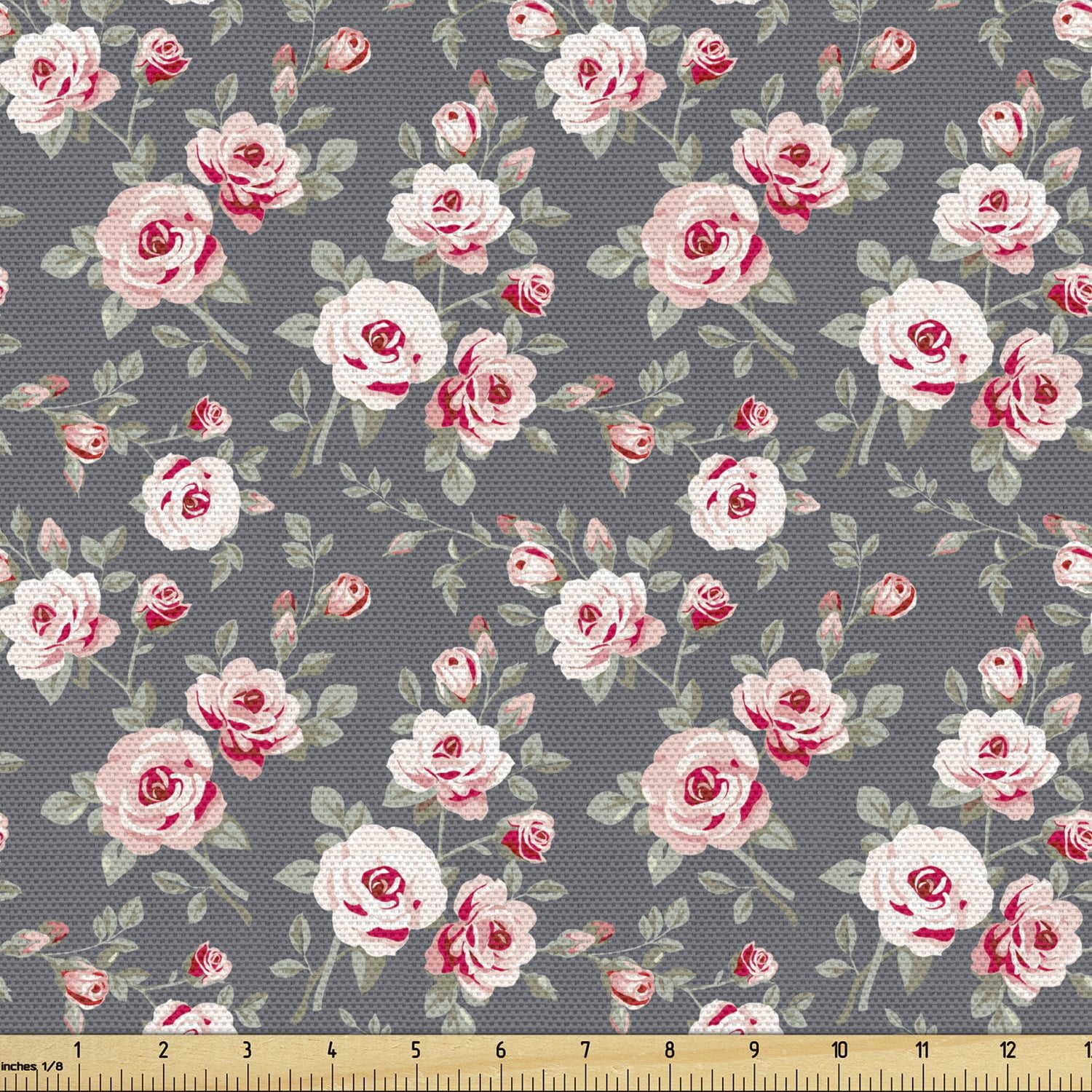 Ambesonne Shabby Flora Fabric by the Yard Upholstery, Rural Buds ...