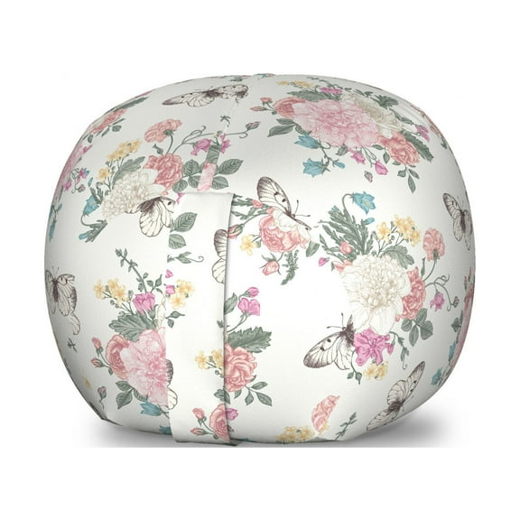 Entomology Storage Toy Bag Chair, Leaves Butterflies and Roses, Stuffed ...