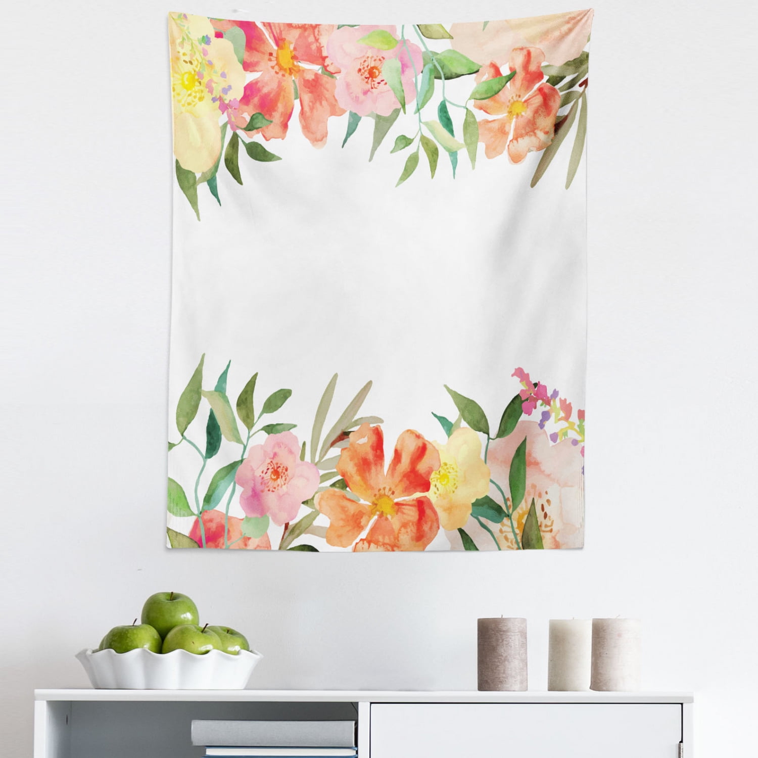 Shabby Flora Tapestry, Flower Petals with Soft Pastel Tones Bouquet Blooms Shabby Colors ...