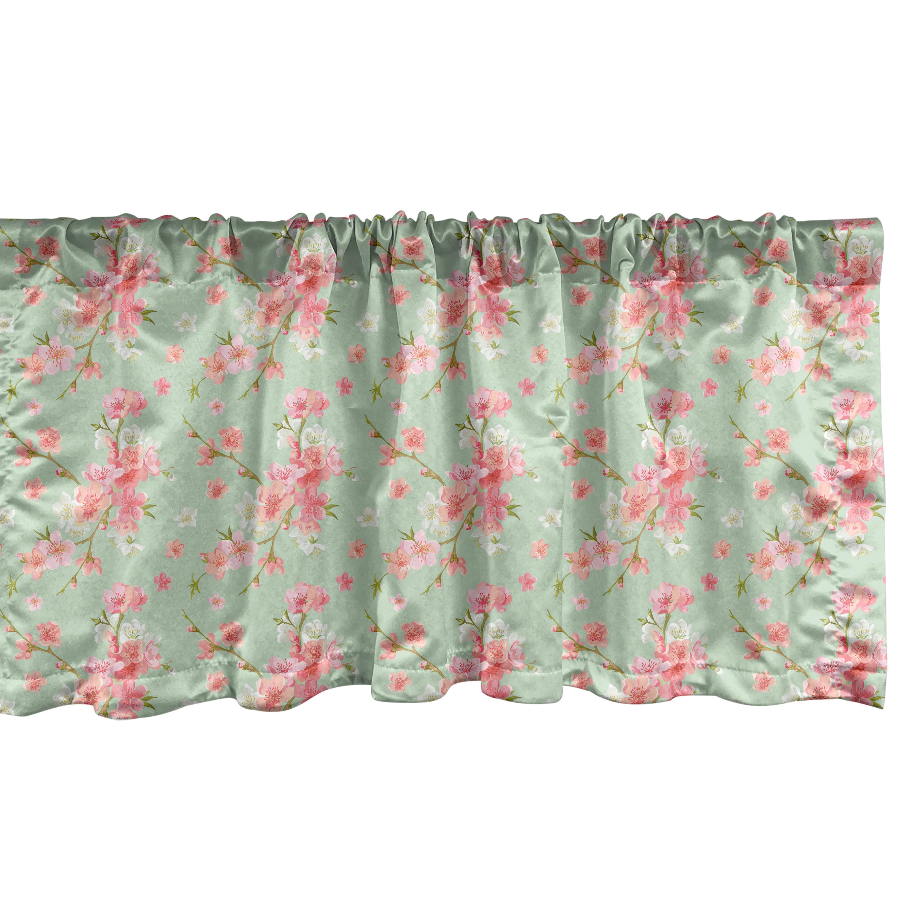 Shabby Flora Window Valance, Retro Spring Blossom Flowers French Garden ...