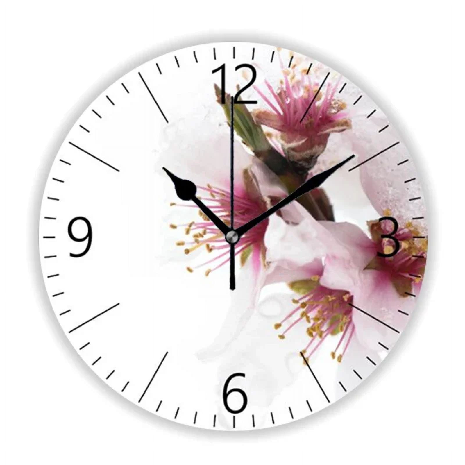 Shabby French Almond Pastel Pink Rose Floral Wall Clock Living Room ...