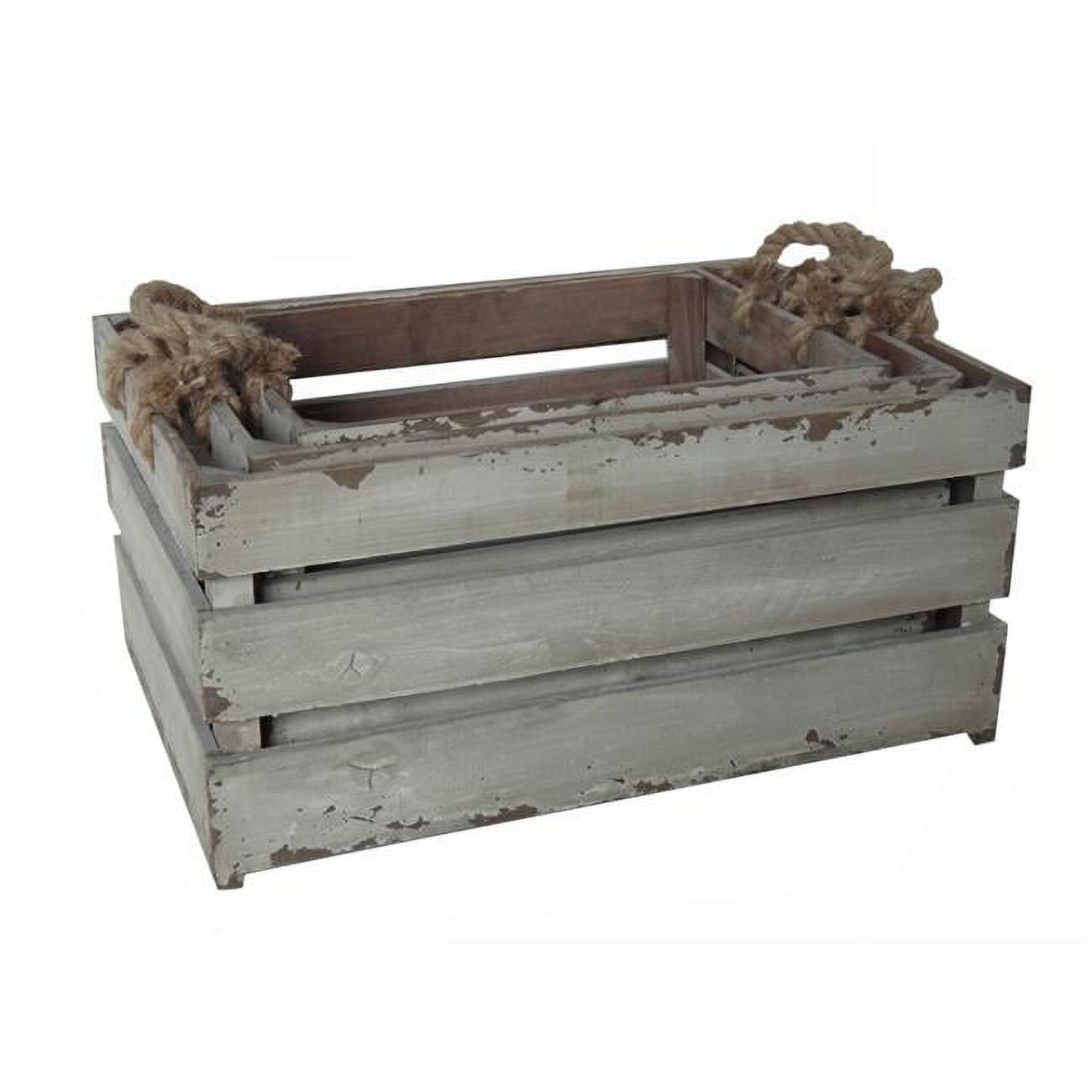 Shabby White Wooden Crate with Rope Handle - Set of 3 - Walmart.com