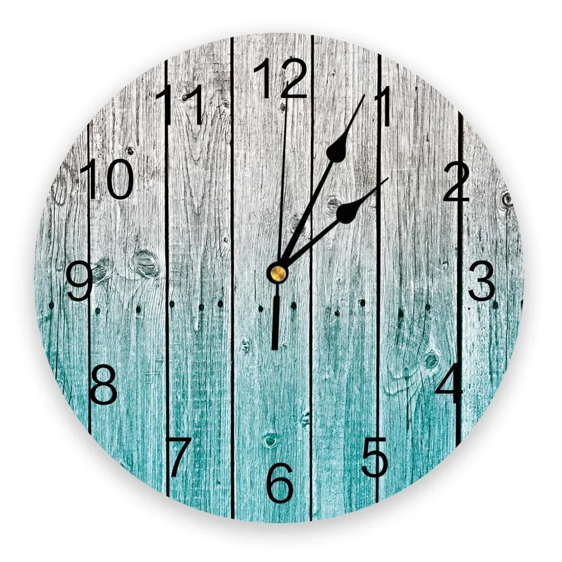 Shabby Wood Grain Decorative Round Wall Clock Arabic Numerals Design ...