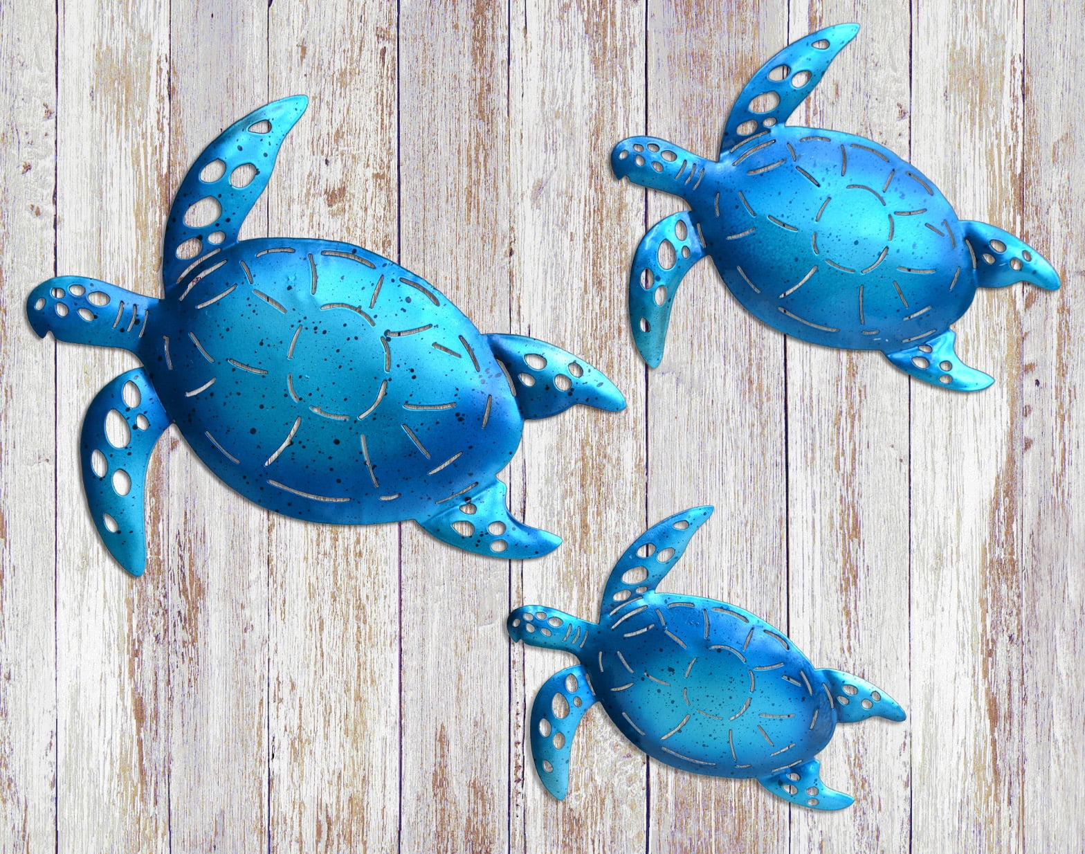 ShabbyDecor Coastal Metal Turtle Wall Hanging Decor, Nautical ...