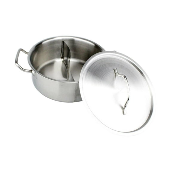 Shabu Hot Pot Divided Cooker Stainless Steel 26cm Lid Double Handle for ...