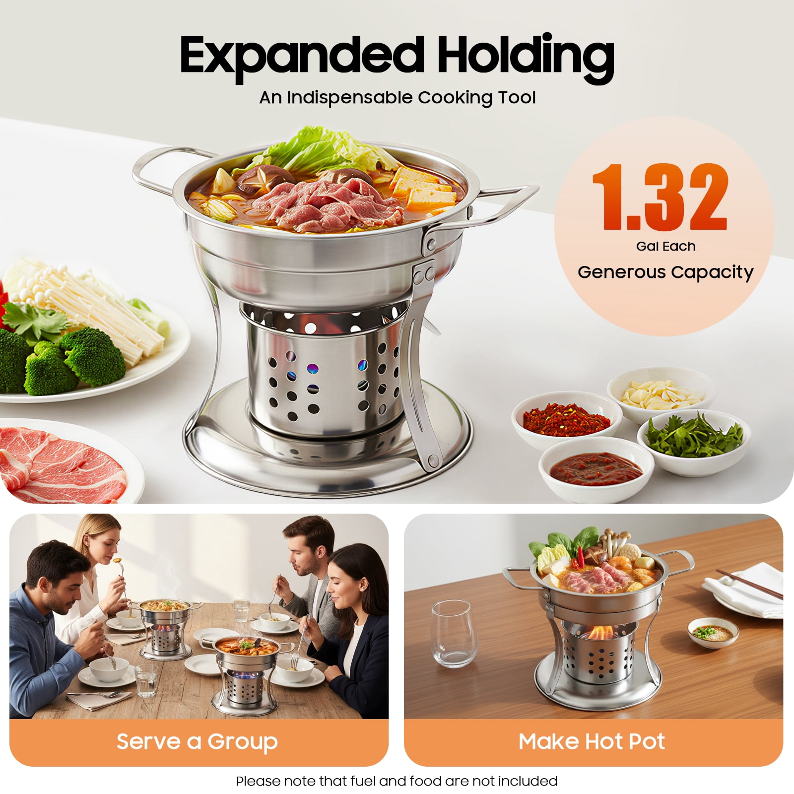 Shabu Shabu Mini Hot Pot, Chafing Dishes for Buffet 4 Pack, Stainless ...