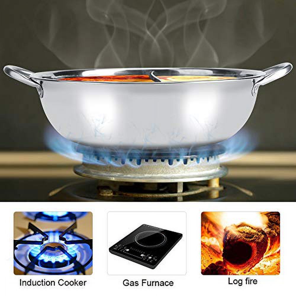 Shabu Shabu Pot, Stainless Steel Hot Pot Two Flavor Separation ...
