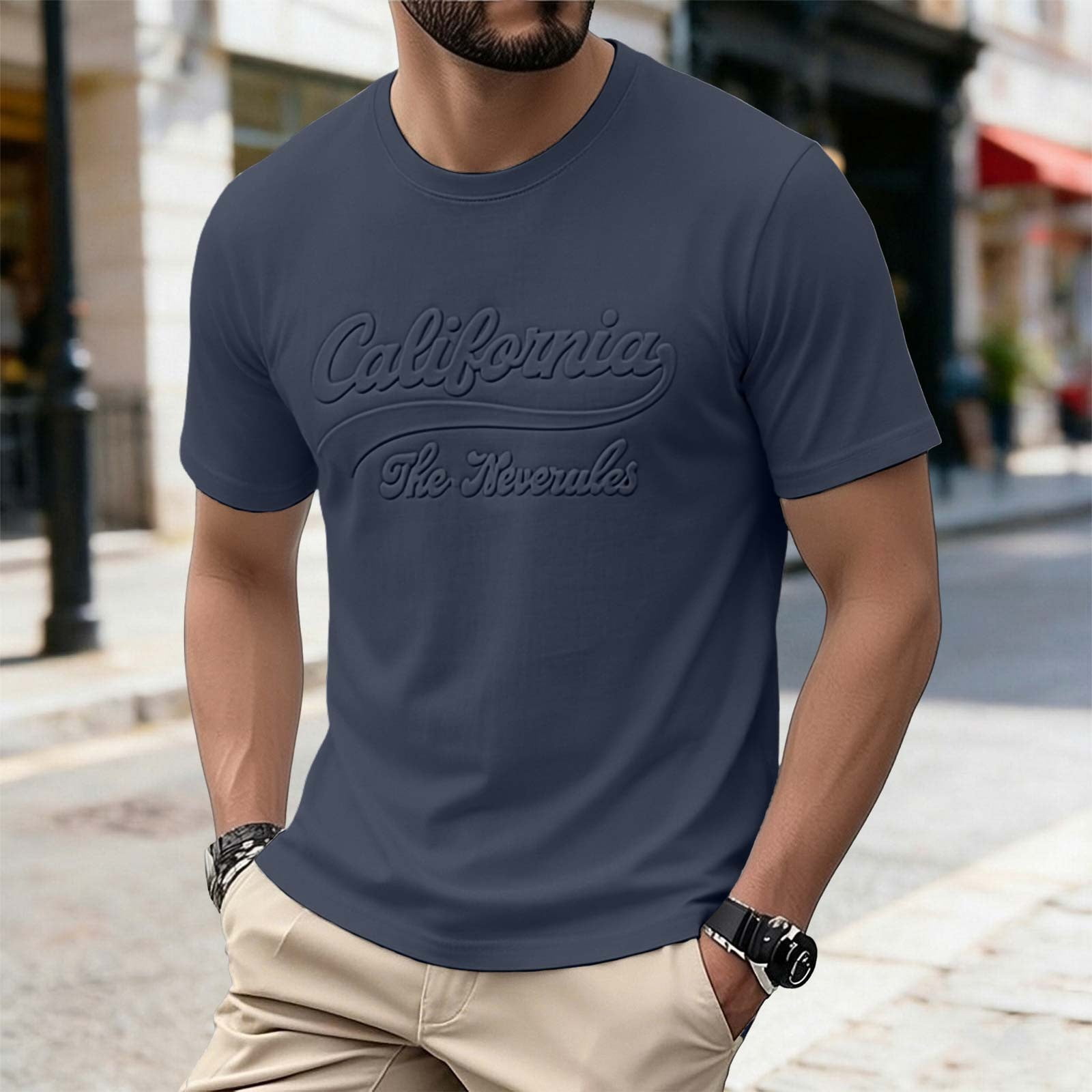 Shachafan 3D Steel Seal Letter Print Short Sleeve T Shirt Summer Casual ...