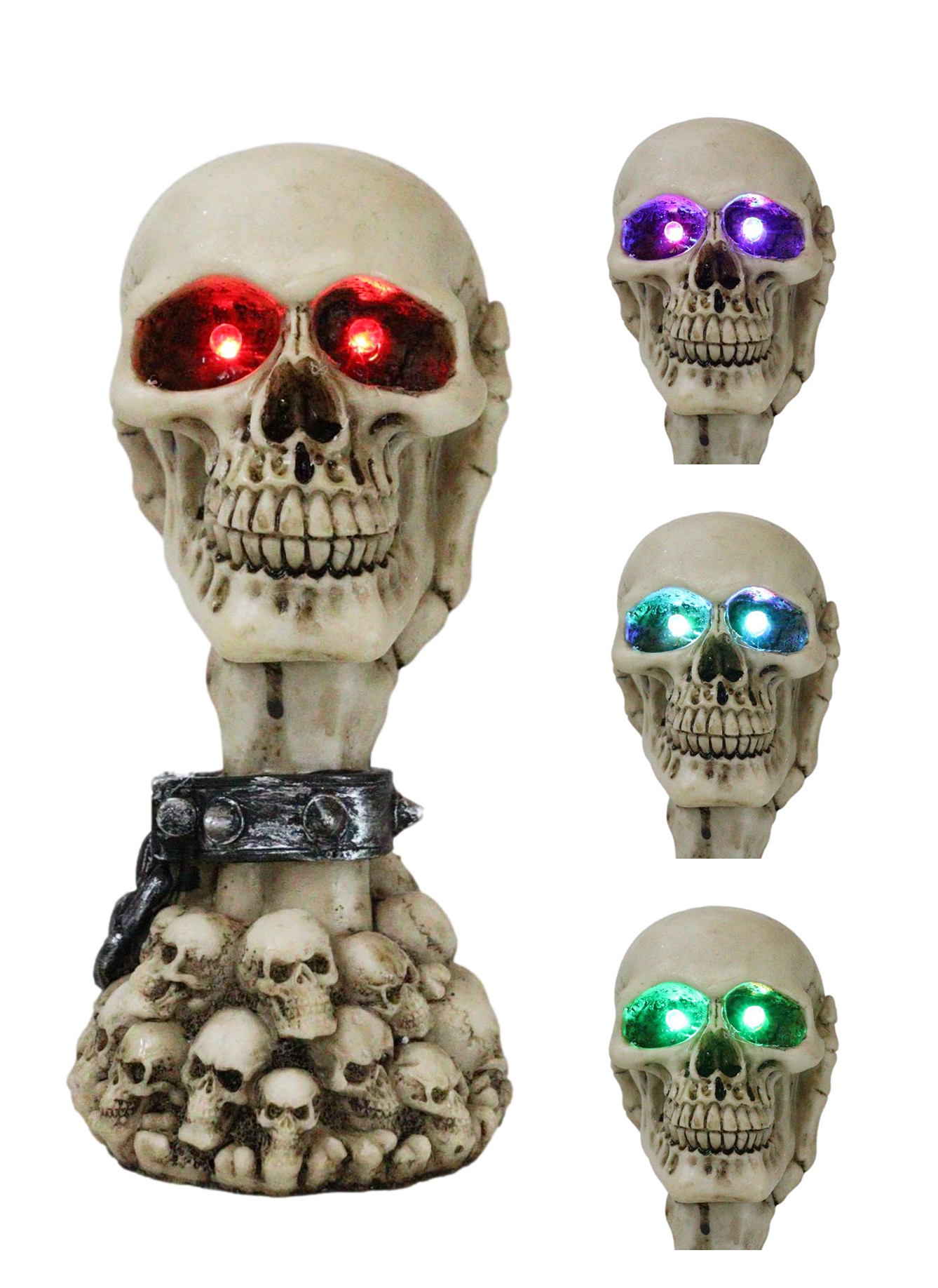 Shackled Skeleton Hand Holding Skull with LED Eyes With Morphing Skulls ...