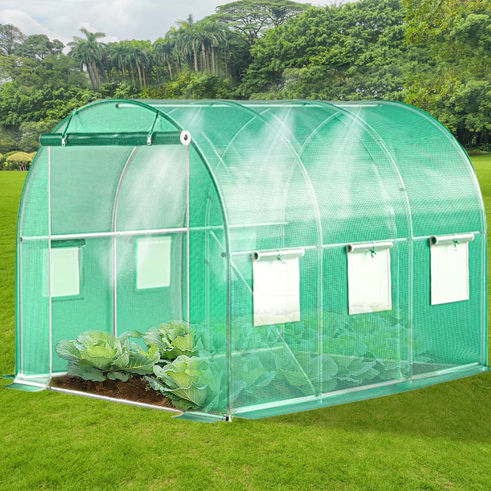 Shade&Beyond Large Walk-in Tunnel Greenhouse 10'x7'x7', Green, Auto ...
