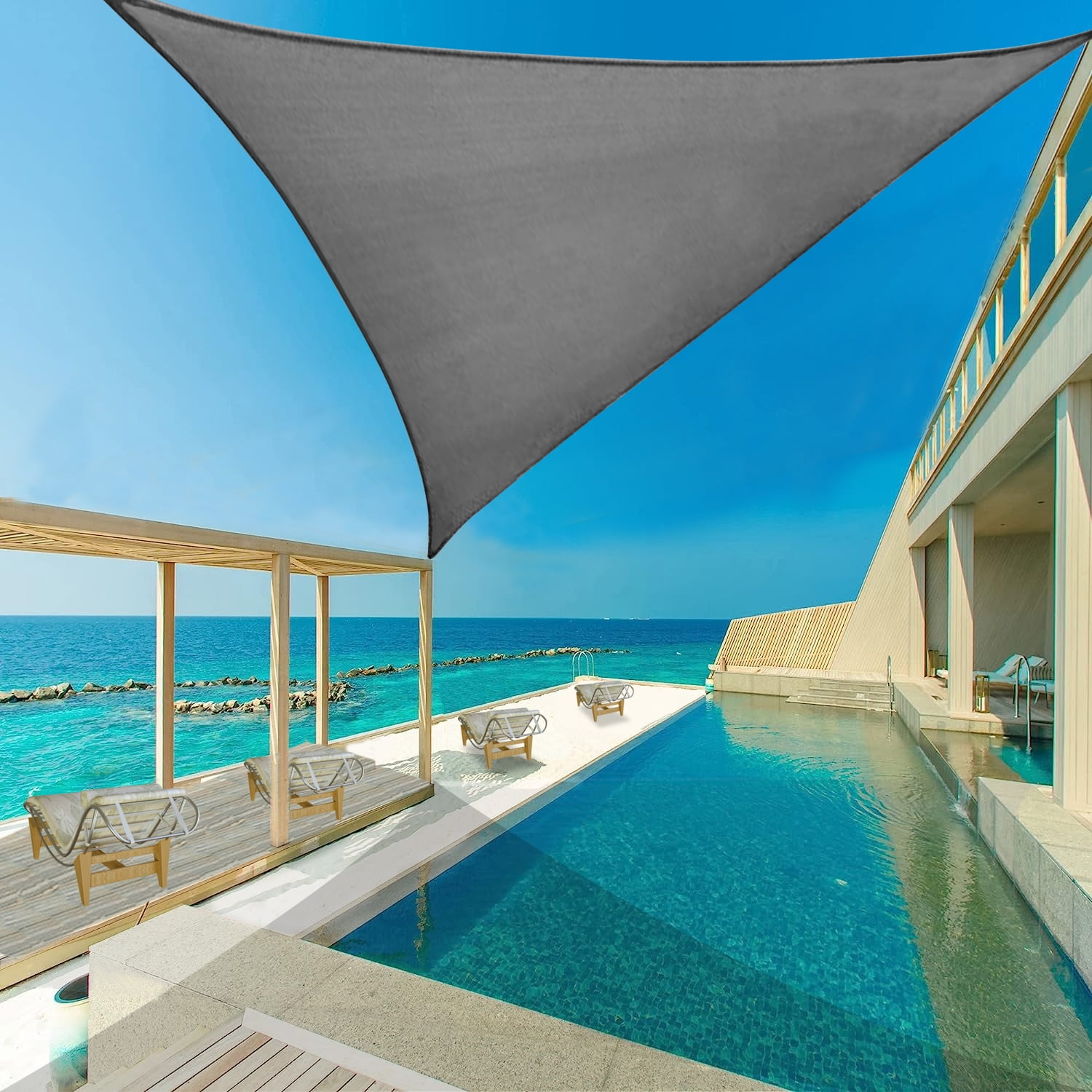 Shade&Beyond 13'x15'x19.8'Customize Dark Grey Sun Shade Sail Commercial ...