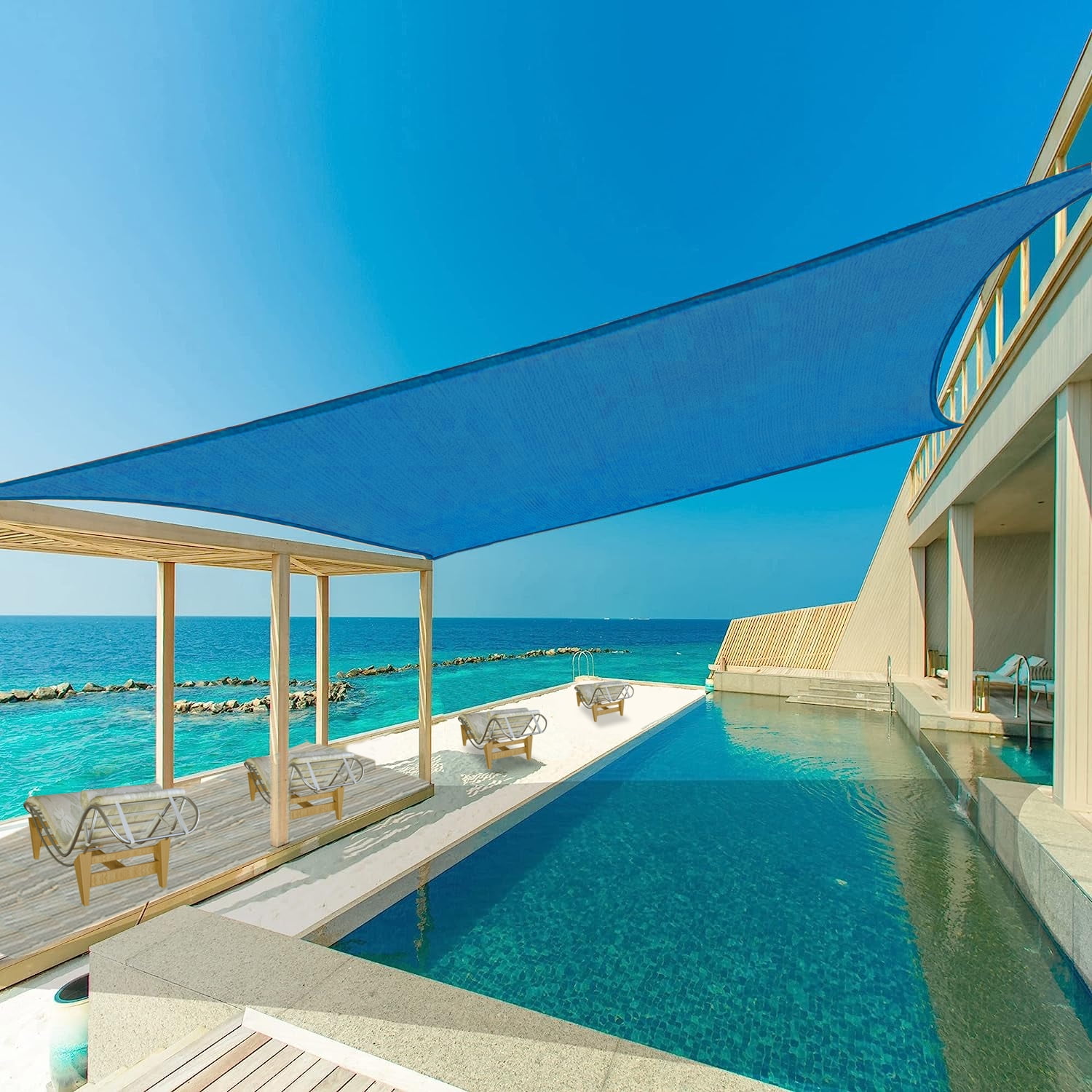 Shade&Beyond 7'x17'Customize Sky Blue Sun Shade Sail Commercial ...