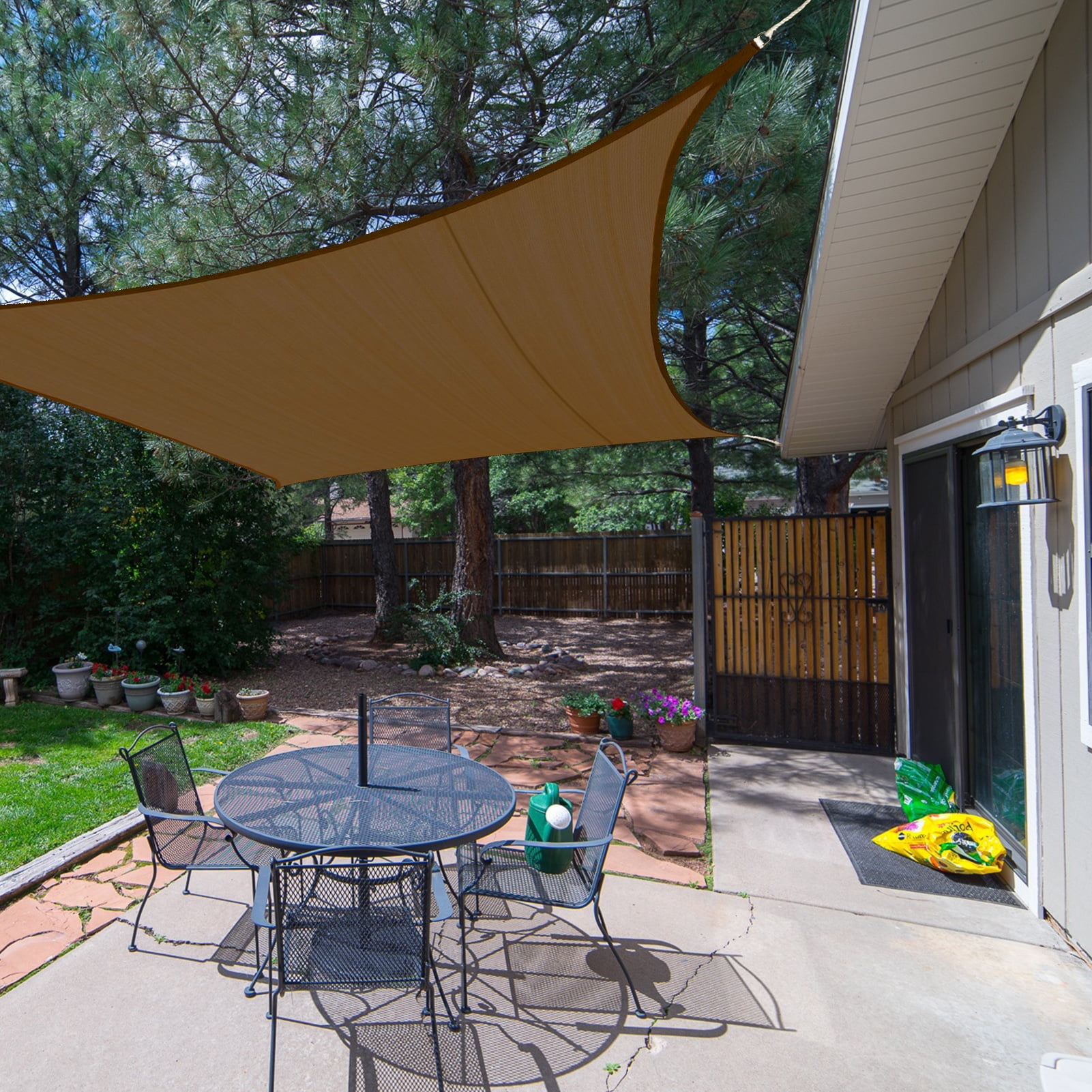 Shade&Beyond 8'x8' Customize Brown Sun Shade Sail UV Block 185 GSM ...