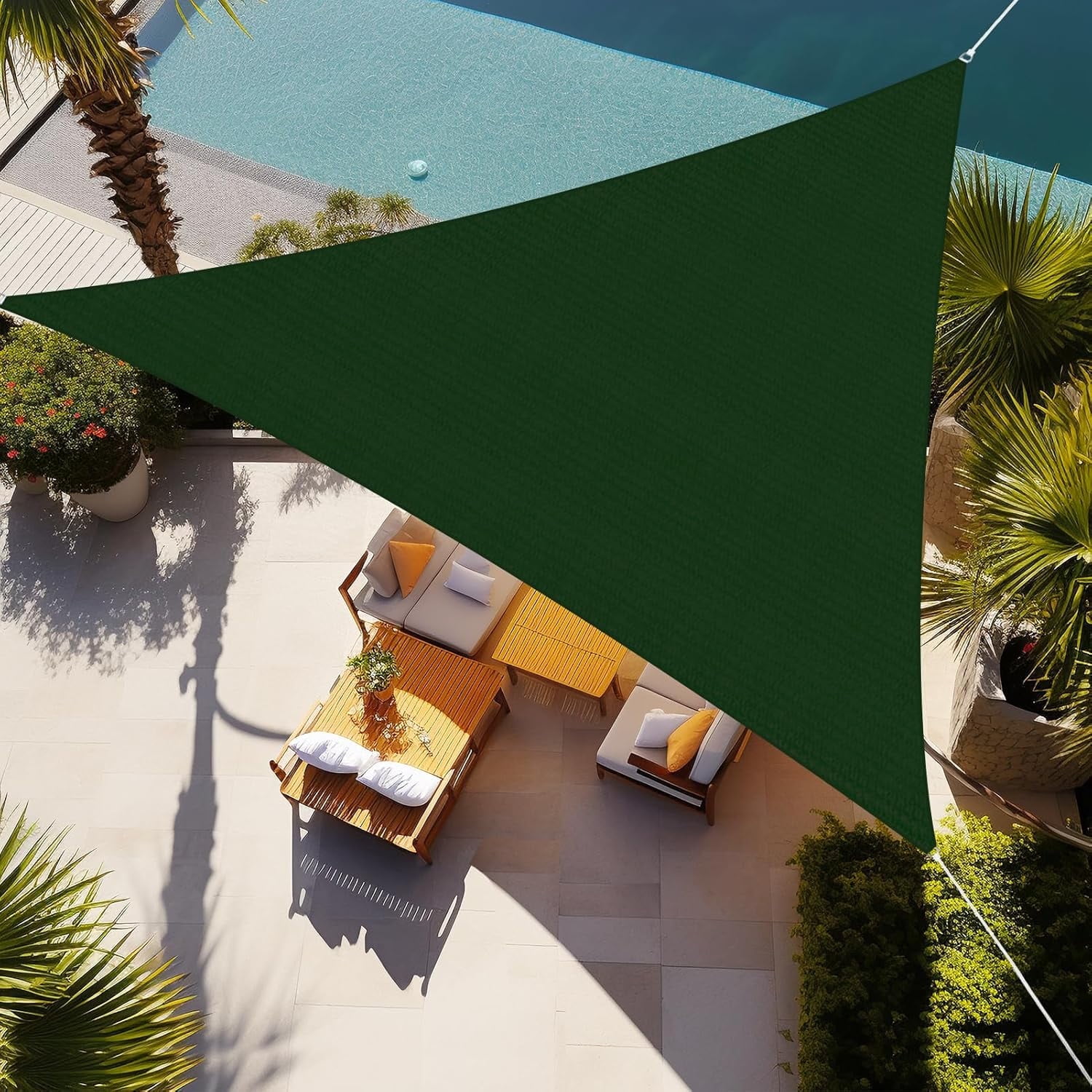 NAWAY Curved Triangle Sun Shade Sail 12'X12'X17' Permeable Canopy Sand ...