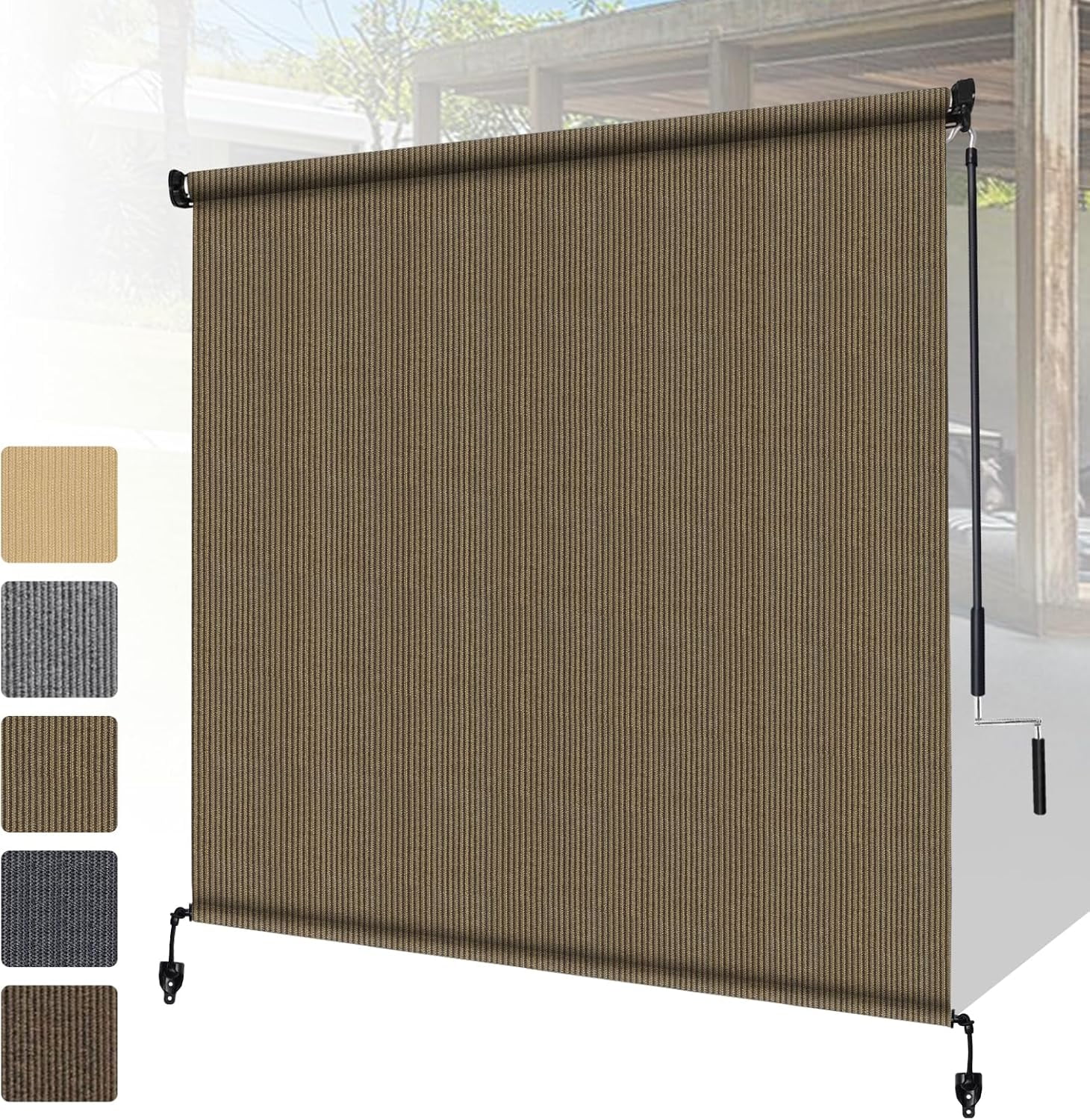 Shade&Beyond Outdoor Roller Shades 6' W x 6' H,Cordless Patio Shades ...