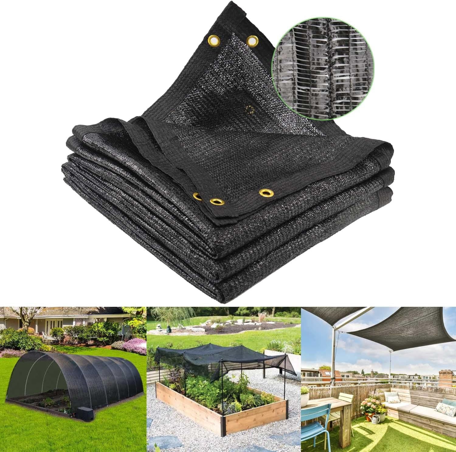 Shade Cloth, 10 x 20 FT Shade Mesh Tarp with Reinforced Brass Grommets ...