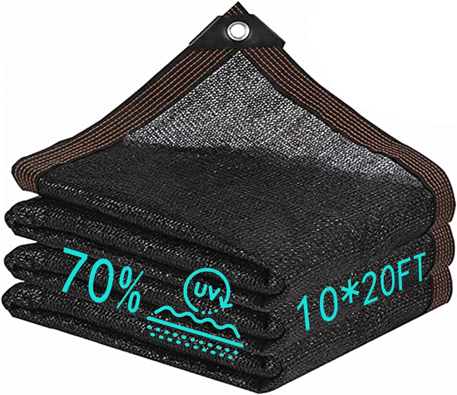 Shade Cloth，70% Garden Sun Shade Cloth Mesh Tarp，10 x 20 FT Black Sun ...