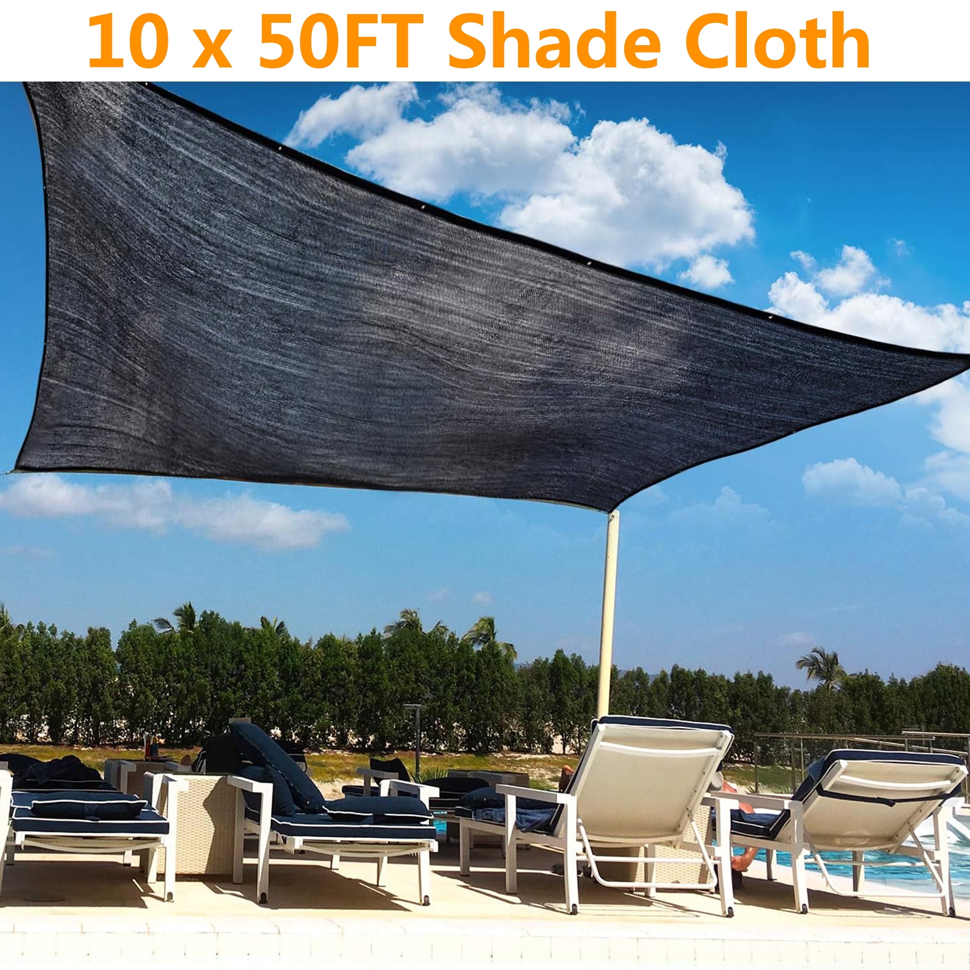 Shade Cloth,Hengu 10x50FT Sun Shade Net with Grommets,70% Shade Sail ...