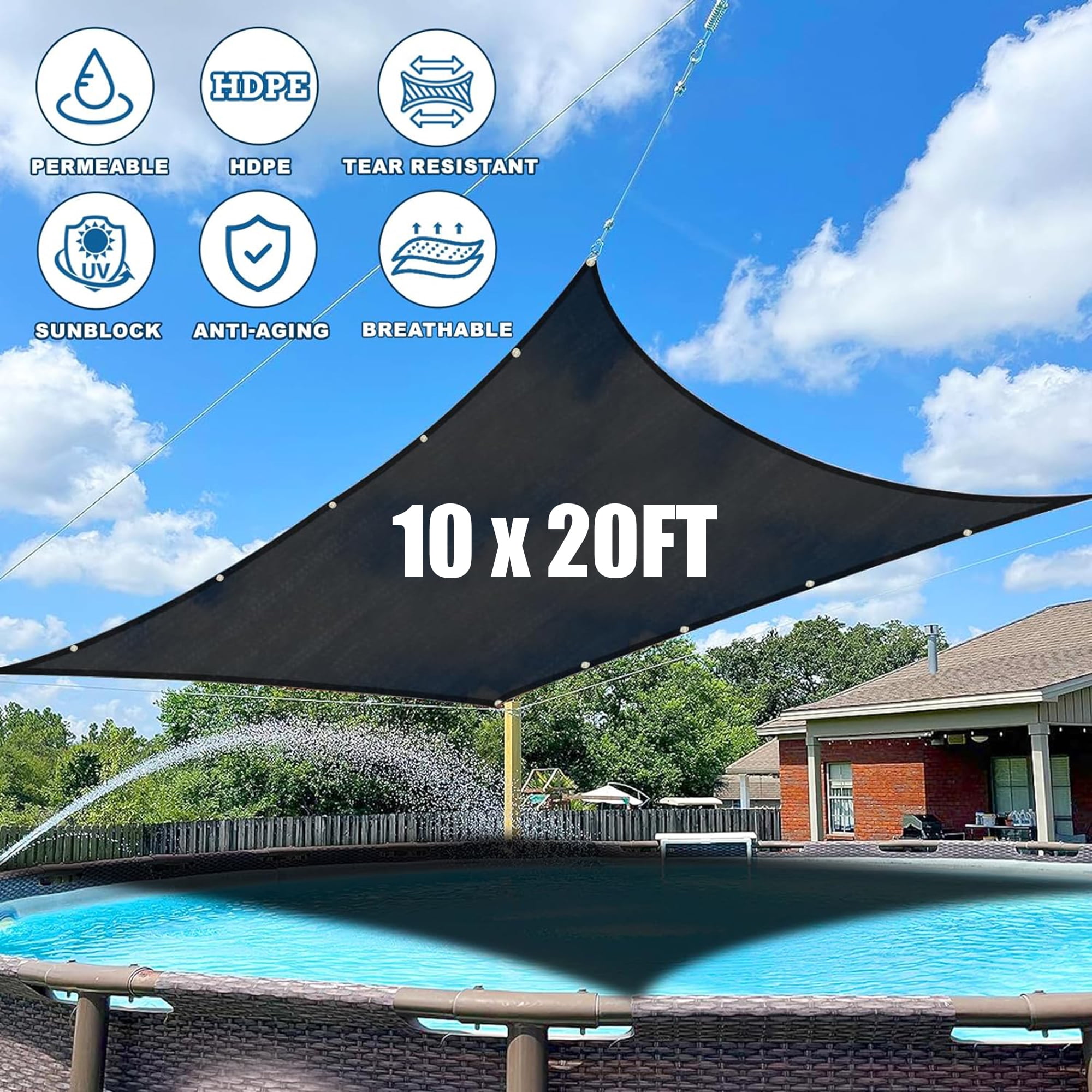 Shade Cloth,Hengu 5 Pack 10x20FT Sun Shade Net with Grommets,70% Shade ...
