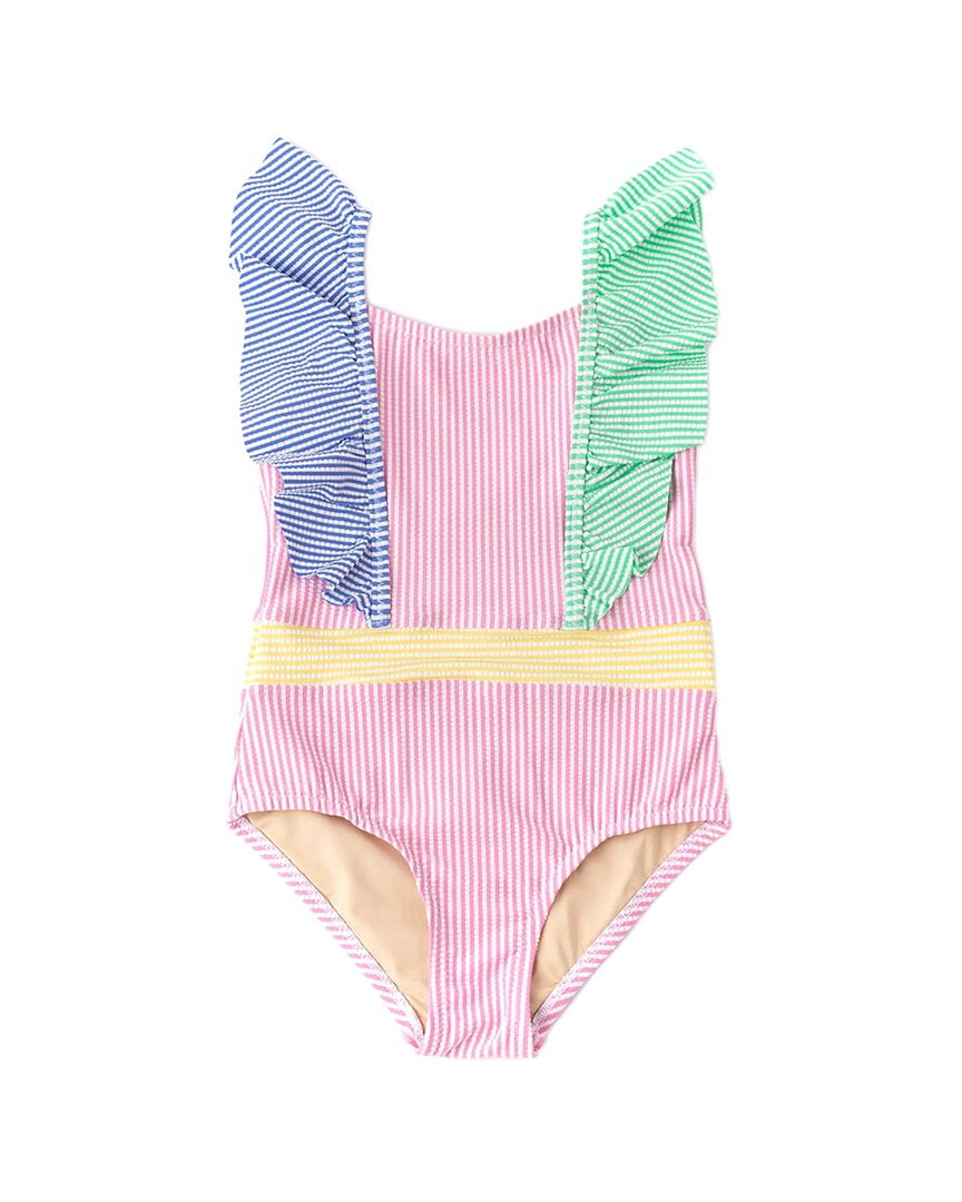 Shade Critters girls Seersucker Ruffle Shoulder Swimsuit, 18-24M ...