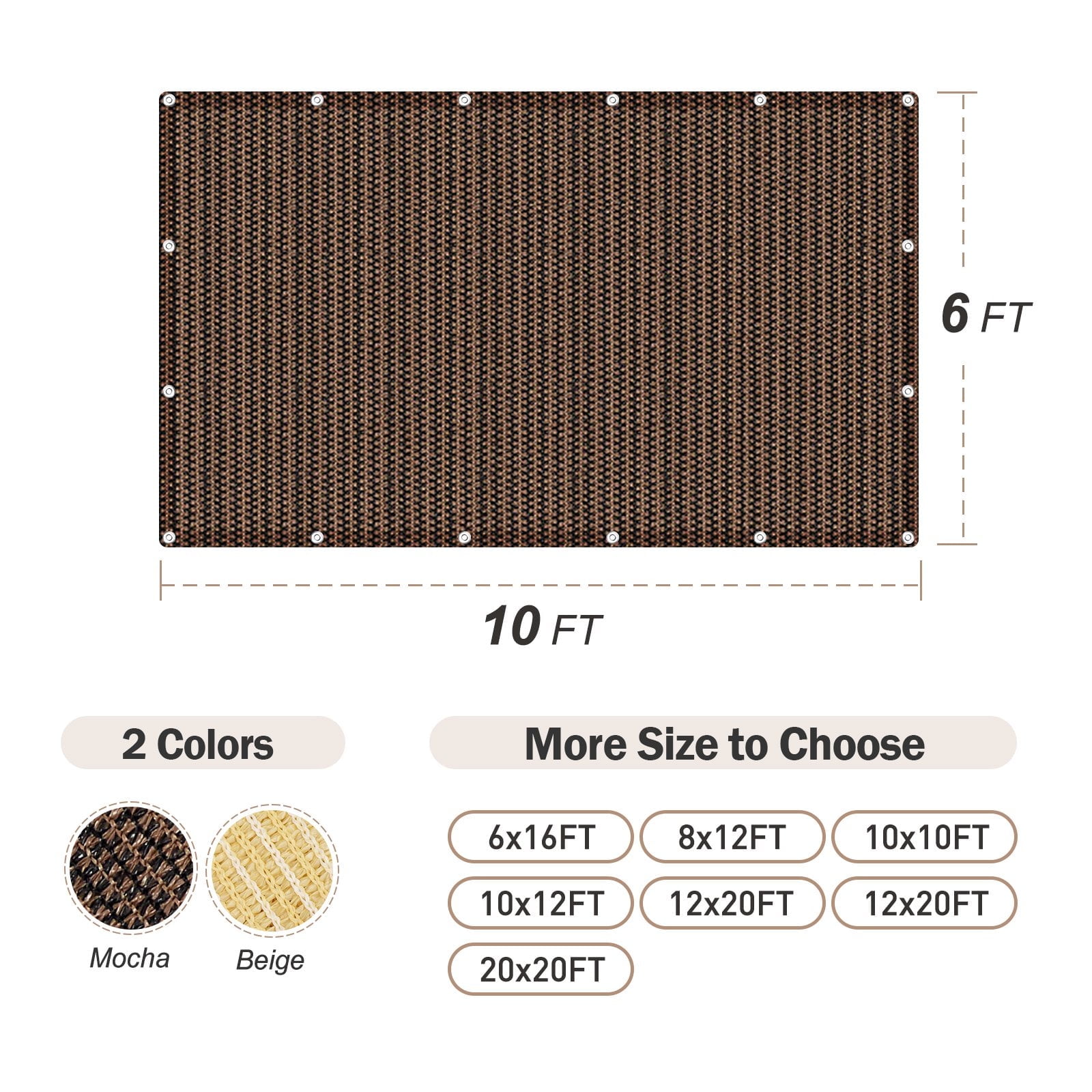 Shade Fabric 90% Sun Shade Cloth Privacy Screen with Grommets for Patio ...