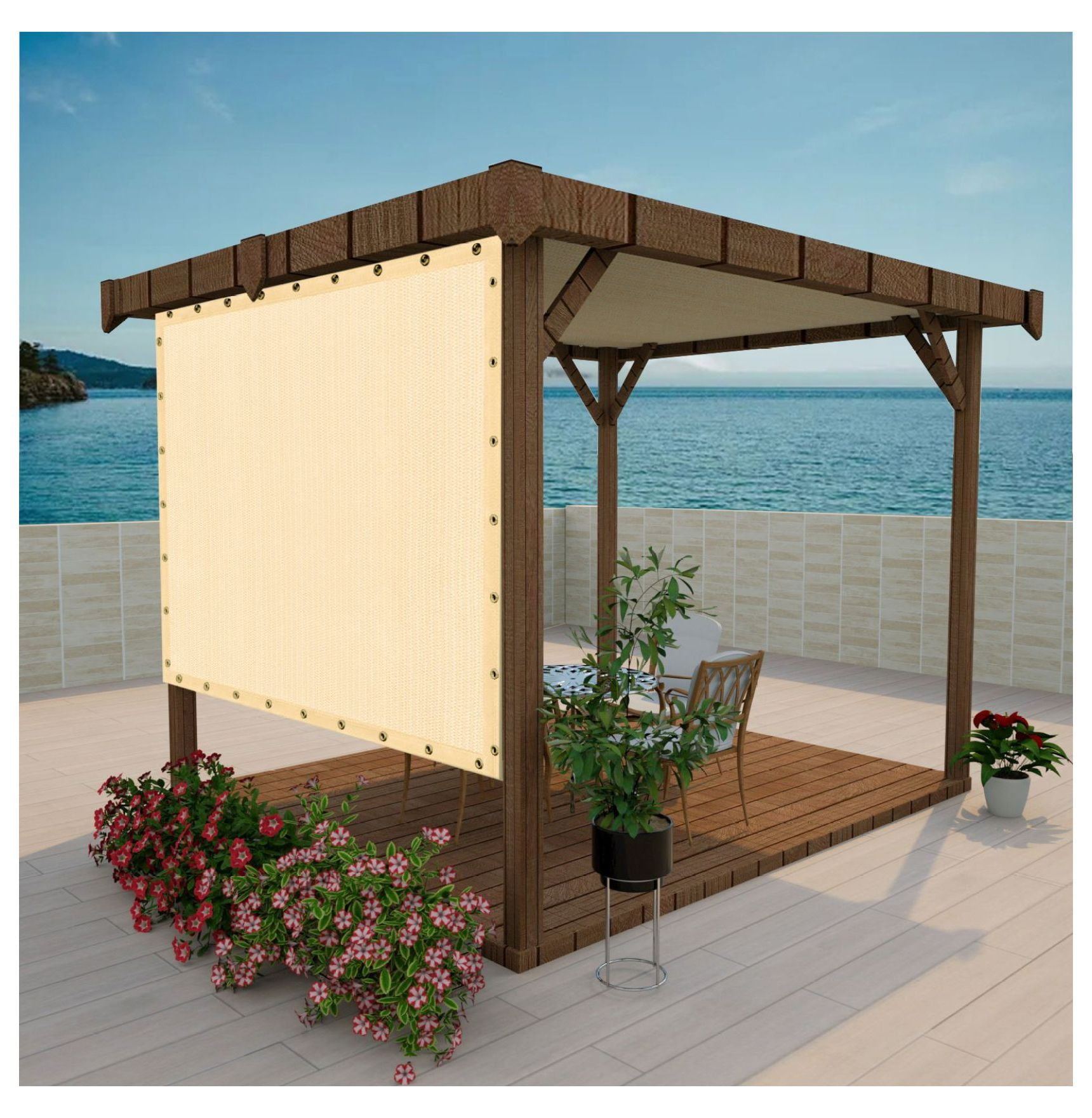 Shade Fabric Sand Sun Shade Cloth with Grommets for Pergola Replacement Shade Cover Canopy Cable ...