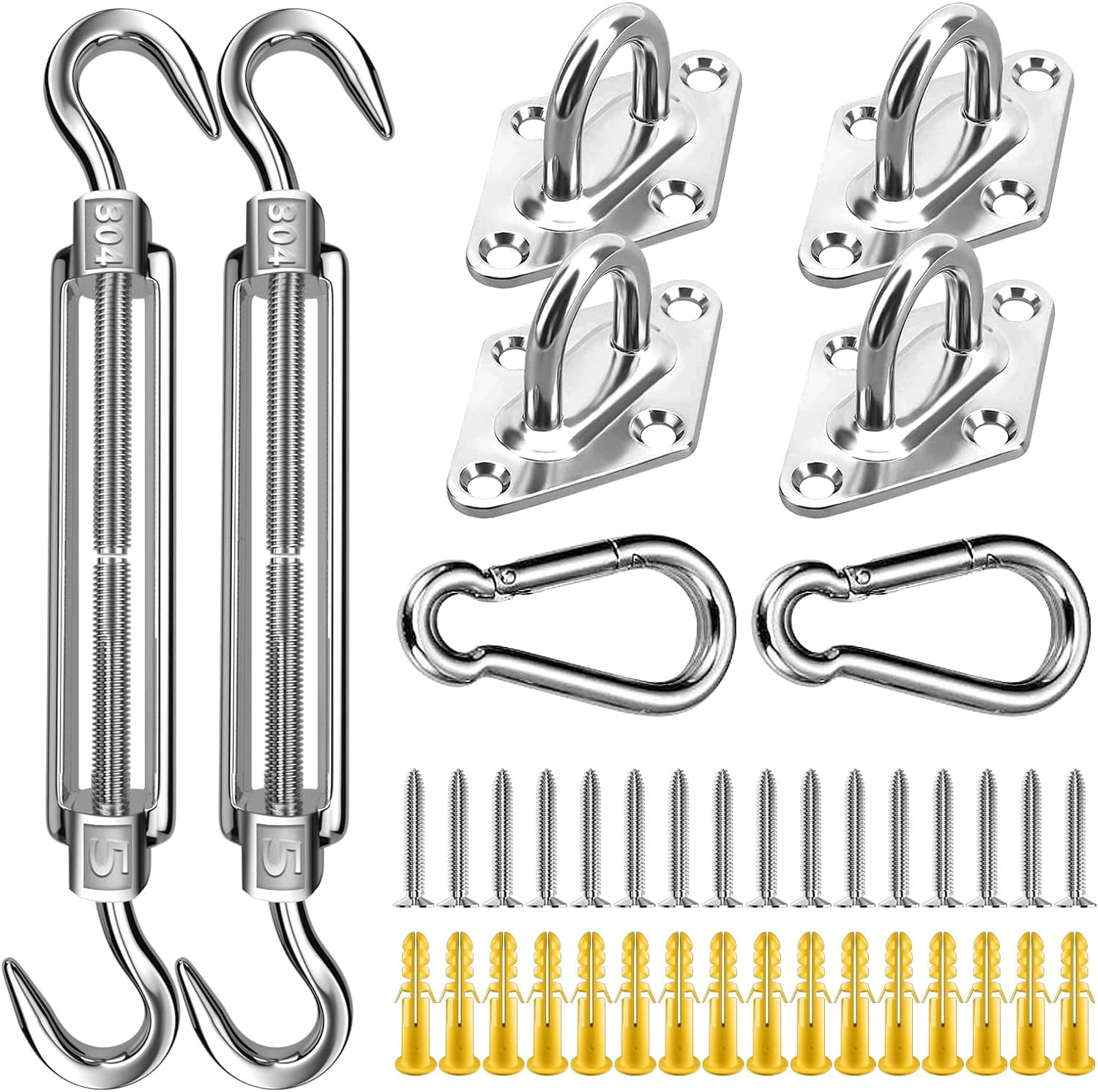 Shade Sail Hardware Kit, 5 Inch Super Heavy Duty 304 Marine Grade ...