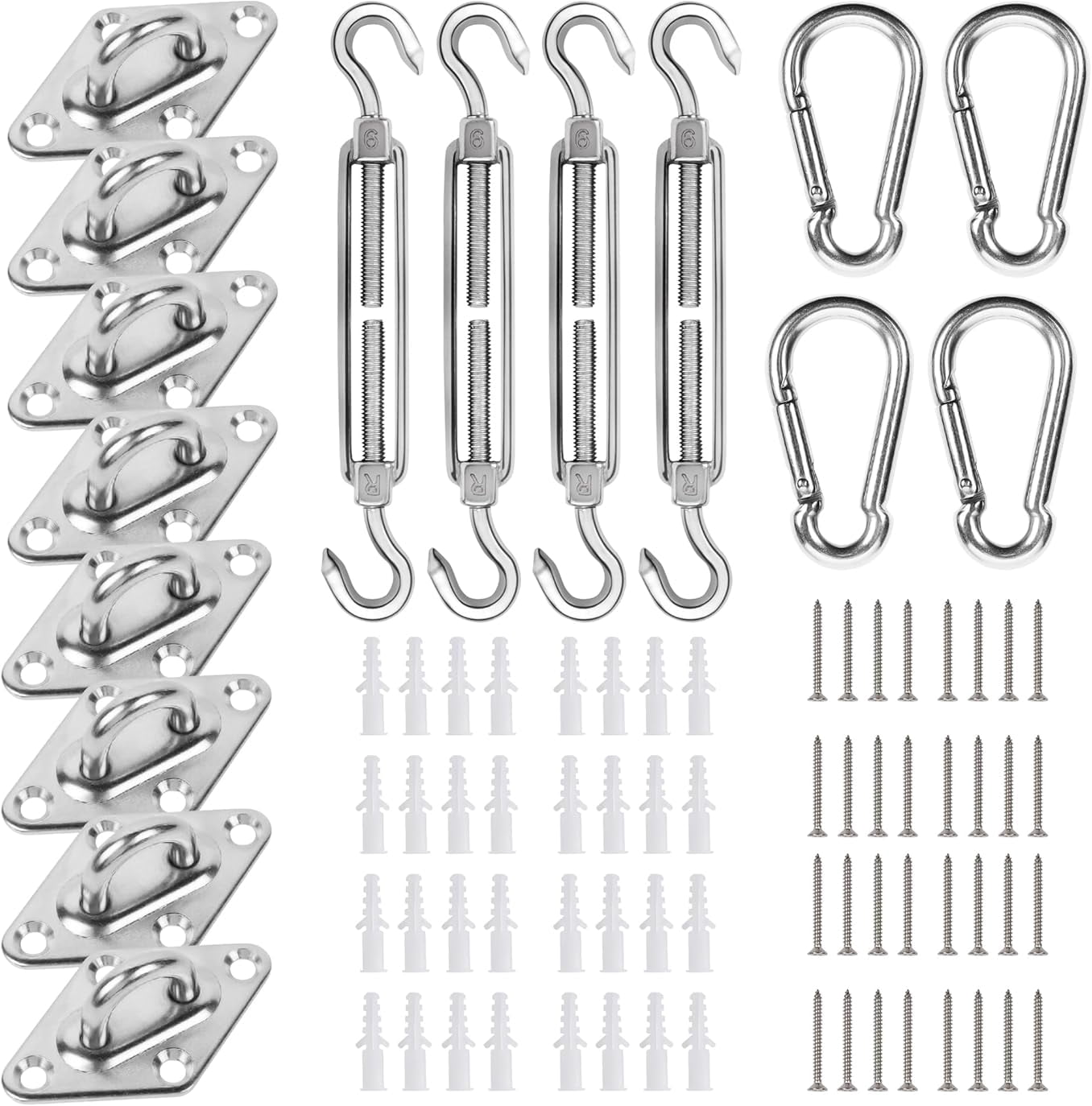 Shade Sail Hardware Kit with 50 FT Cable Wire Rope, Anti-Rust Stainless ...