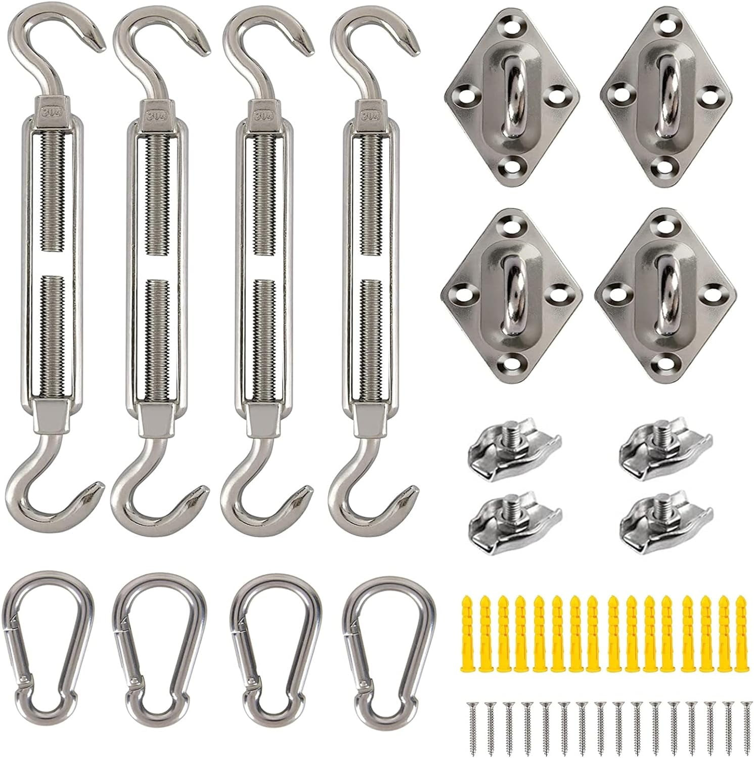 Shade Sail Hardware Kit, 6 inch 304 Stainless Steel Sail Installation ...