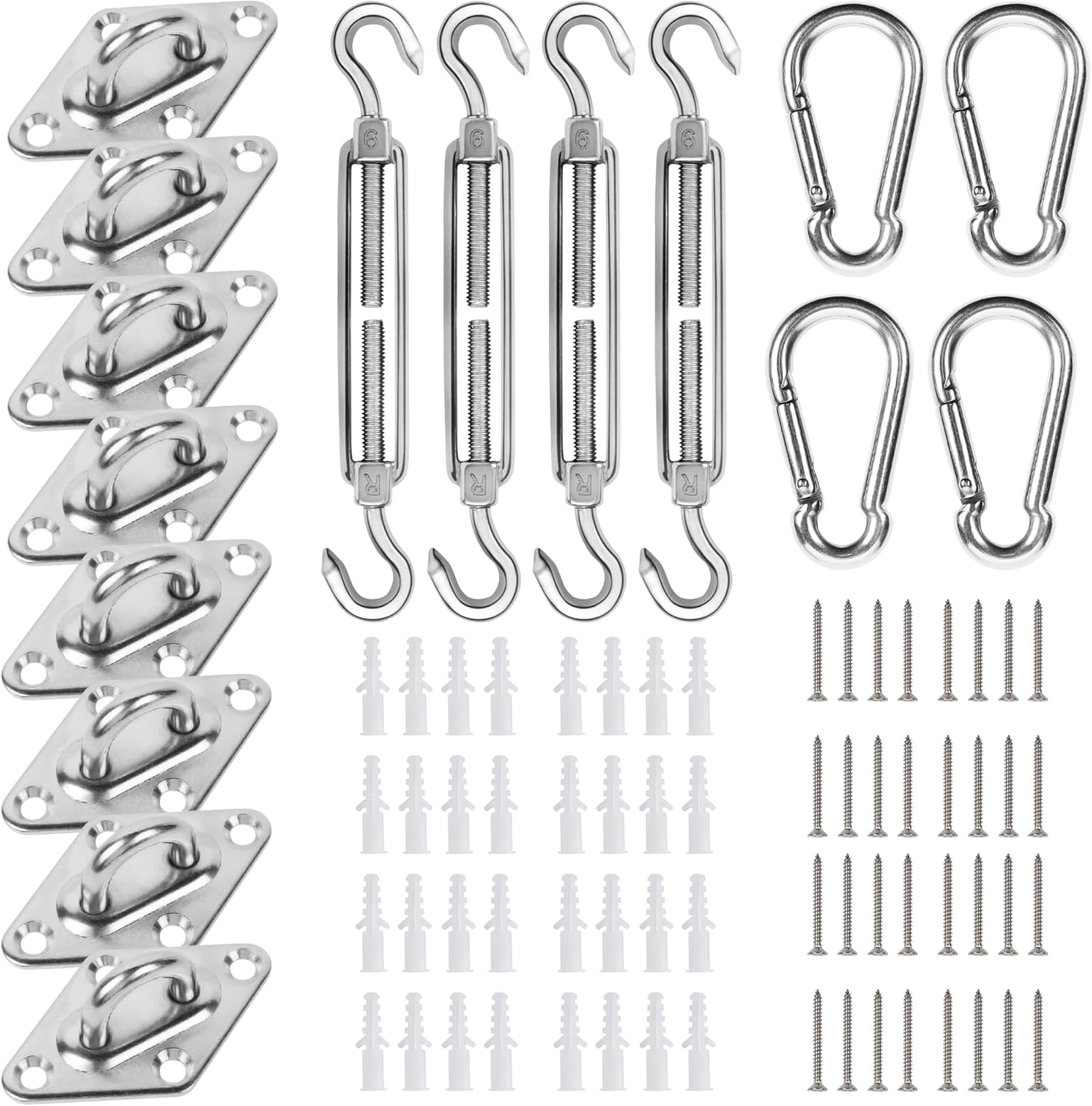 Shade Sail Hardware Kit, 6 inch 304 Stainless Steel Sail Installation ...