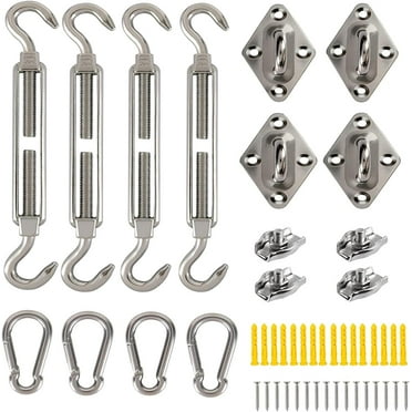 Shade Sail Hardware Kit - 44 Piece Heavy Duty Stainless-Steel Sun Sail ...