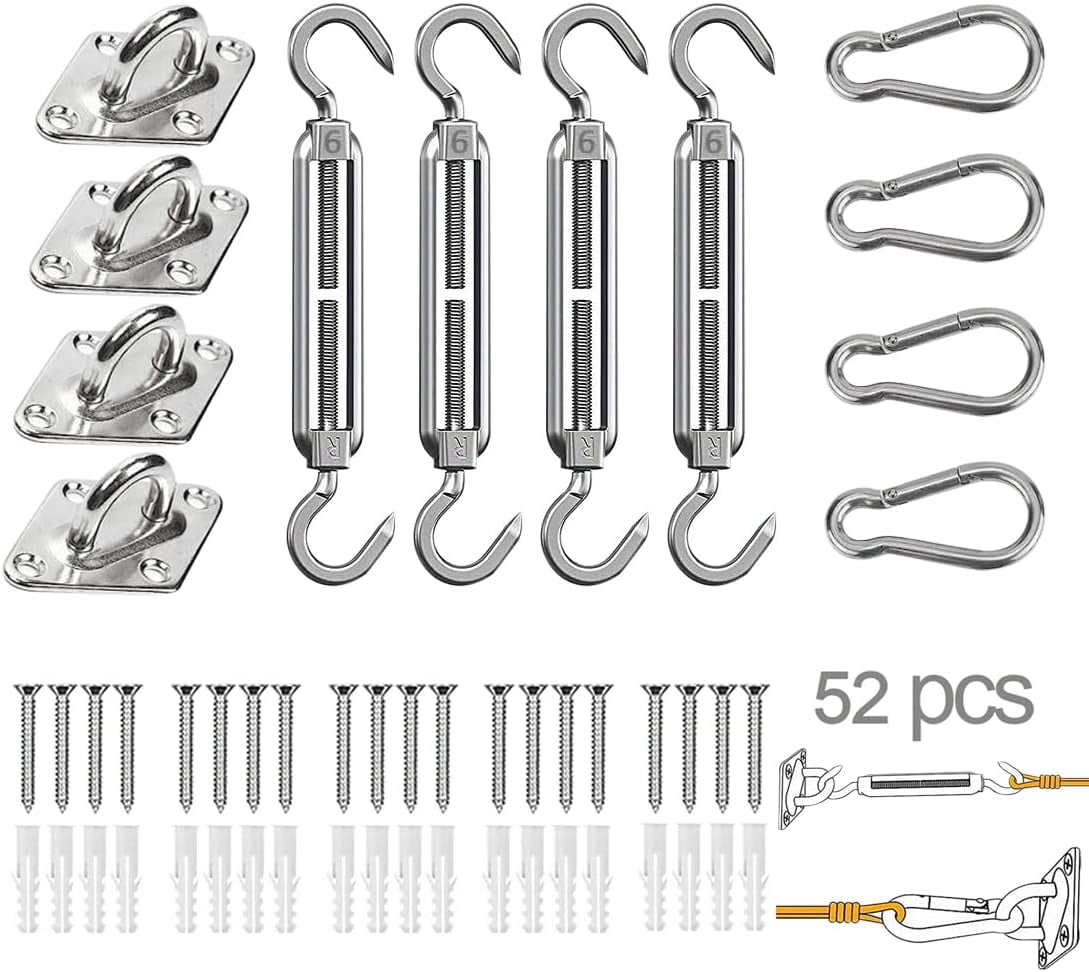 Shade Sail Hardware Kit, Awning Attachment Set, Heavy Duty Sun Shade ...