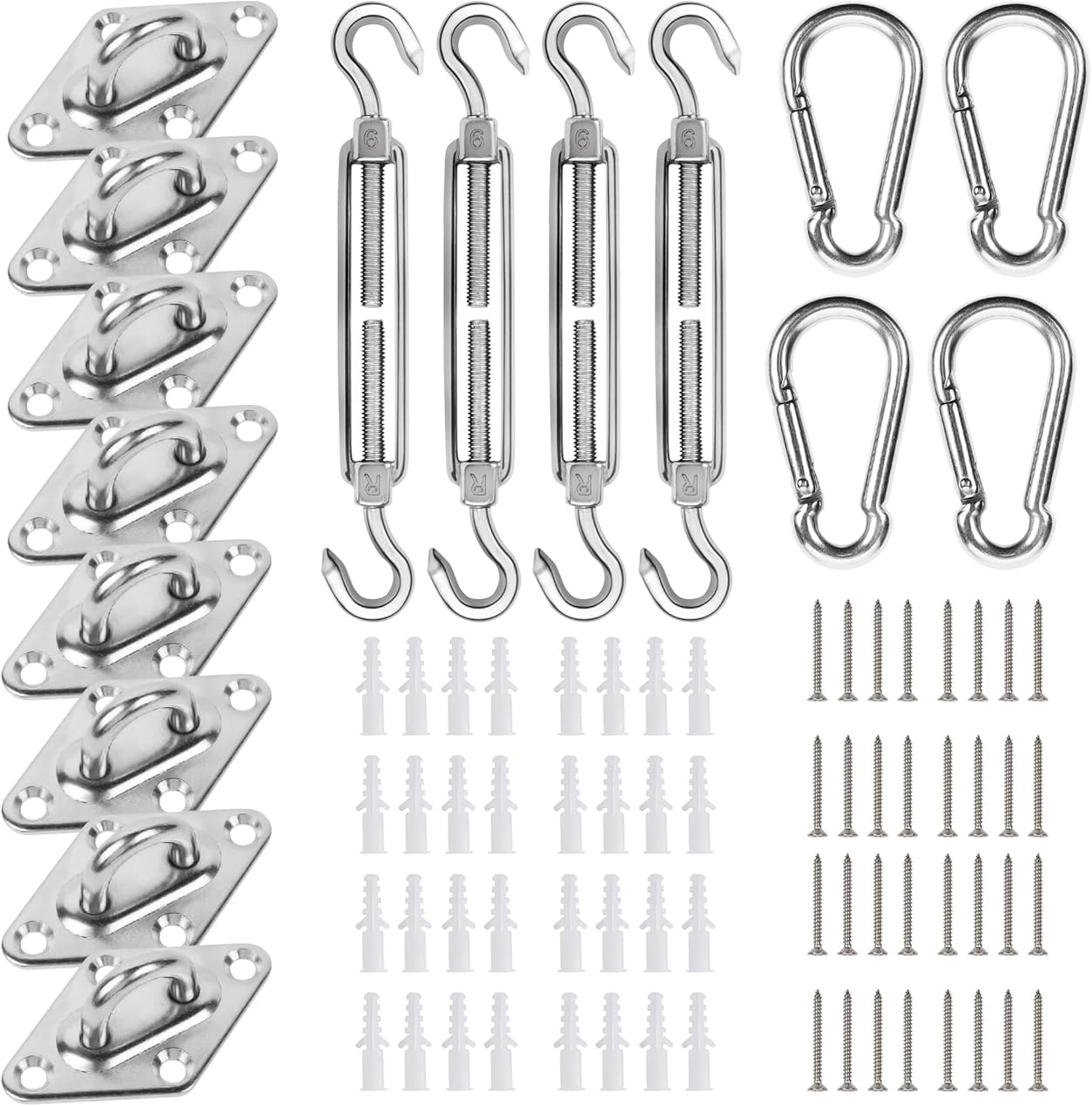 Shade Sail Hardware Kit with Cable Wire 66FT, Stainless Steel Sun Shade ...