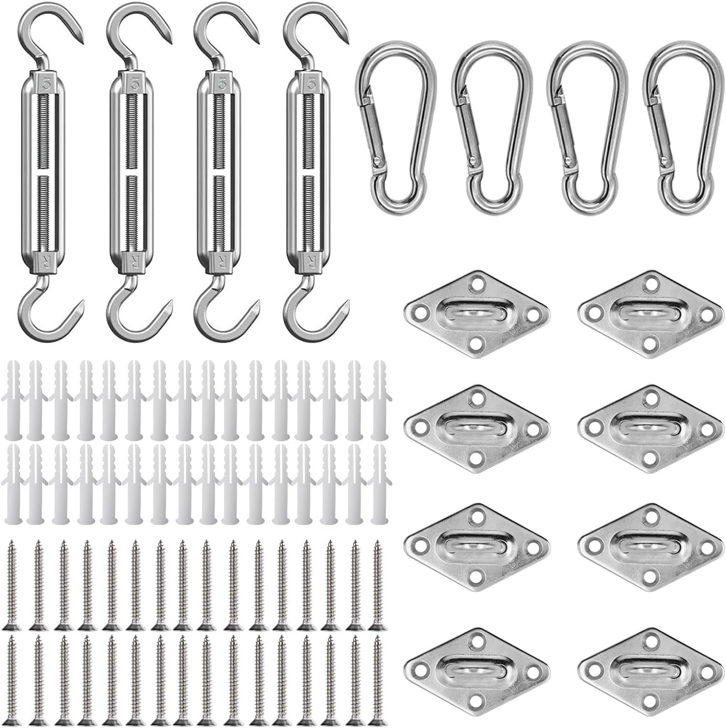 Shade Sail Hardware Kit Heavy Duty 80 Piece, M6 Awning Attachment Set ...