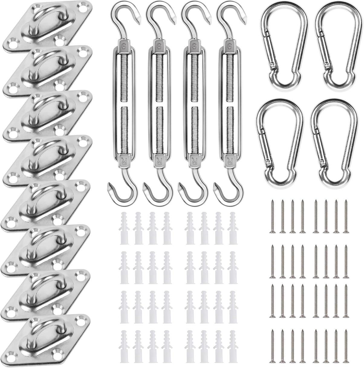 Shade Sail Hardware Kit with Nylon Coated Cable Wire, 304 Stainless ...